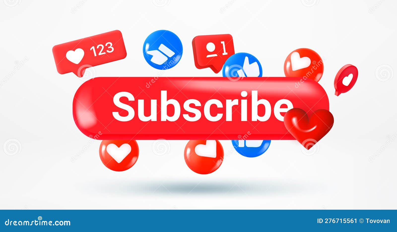 Social Media Icons and Subscribe Button. Vector 3d Illustration Stock ...