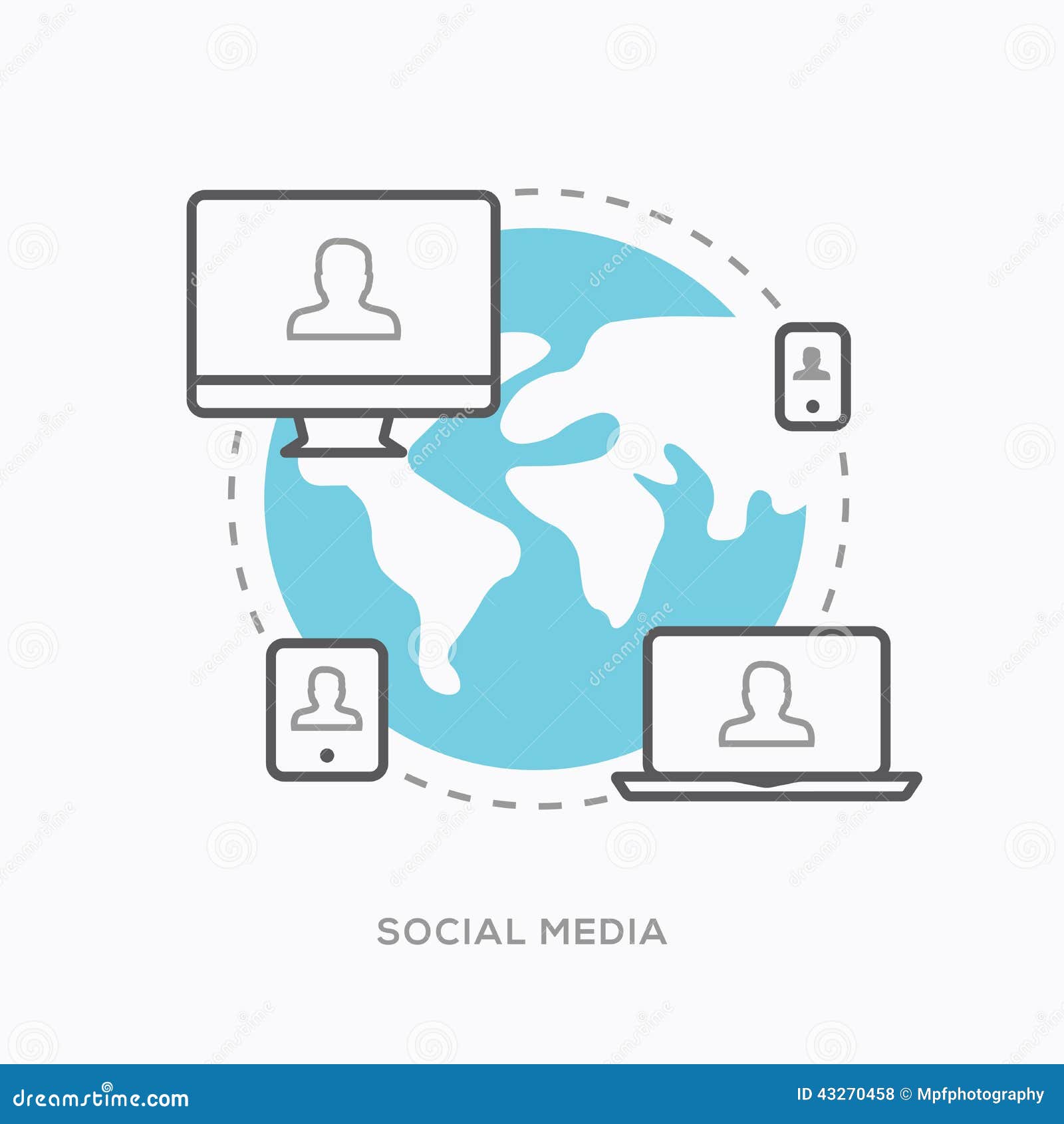 Social Media Illustration Vector in Modern Minimal Outline Style Stock ...
