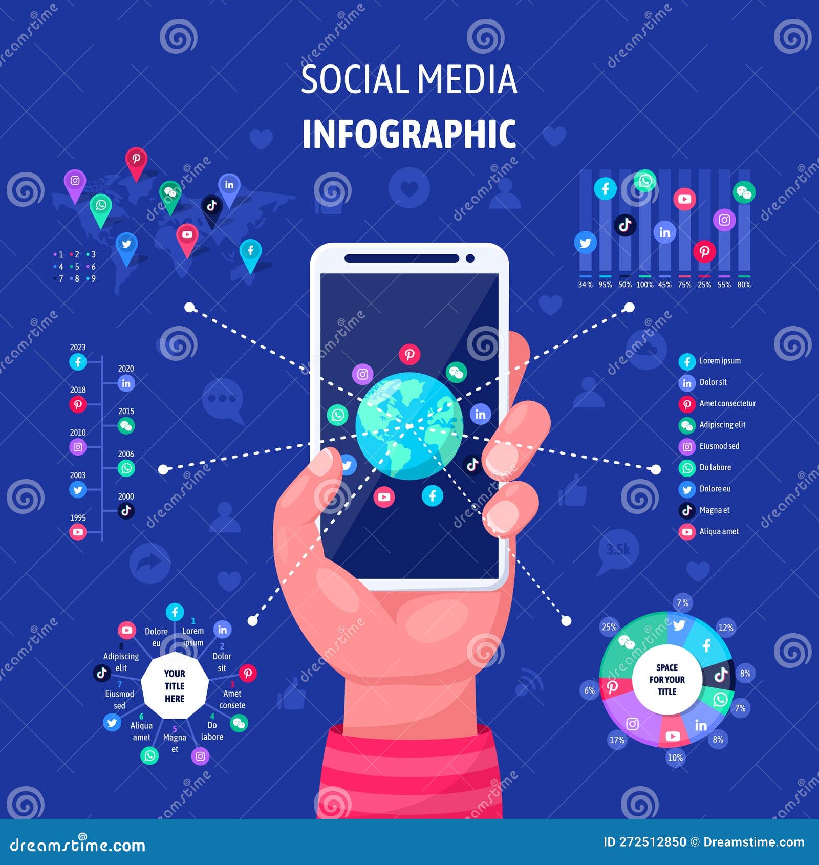 Social Media Infographic Elements Stock Vector - Illustration of graph ...