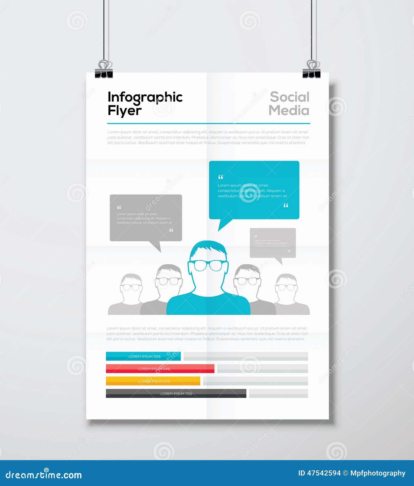 Social Media Infographics Flyer Vector Template Speech Bubbles Stock ...