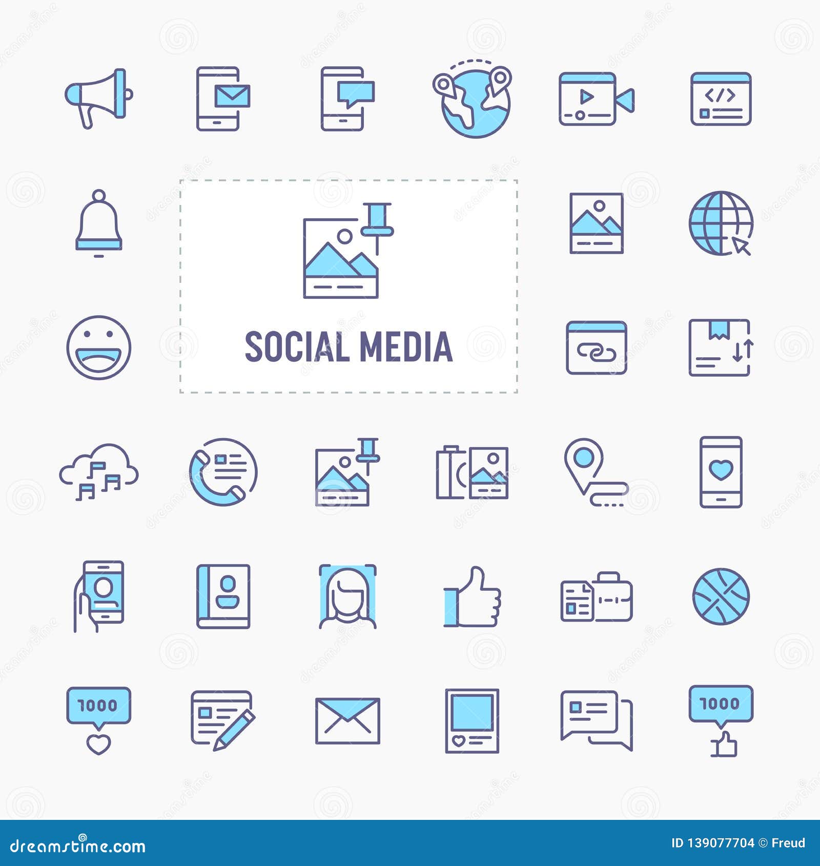Social Media Icon Set stock vector. Illustration of media - 139077704