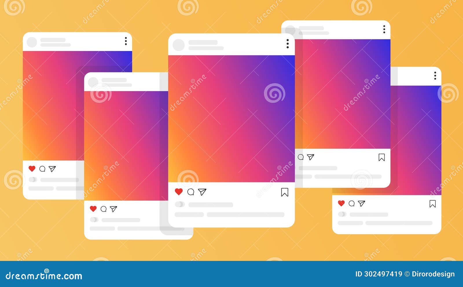 Social Media Interface Design with Gradient Posts Stock Vector ...