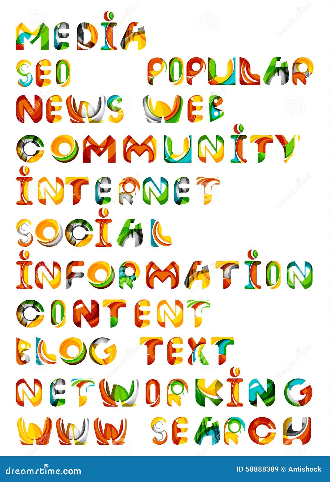 Social Media in the Internet - Words, Tags Stock Vector - Illustration ...