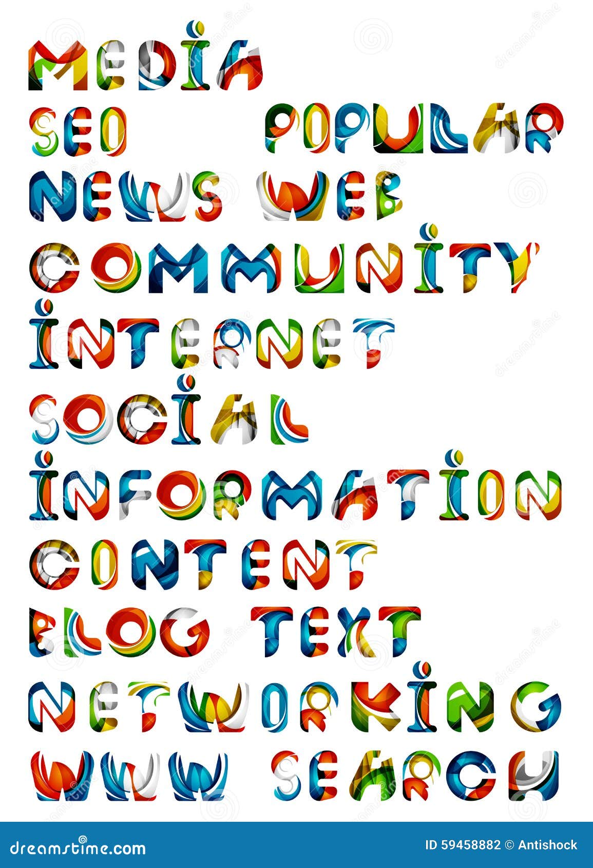Social Media in the Internet - Words, Tags Stock Vector - Illustration ...