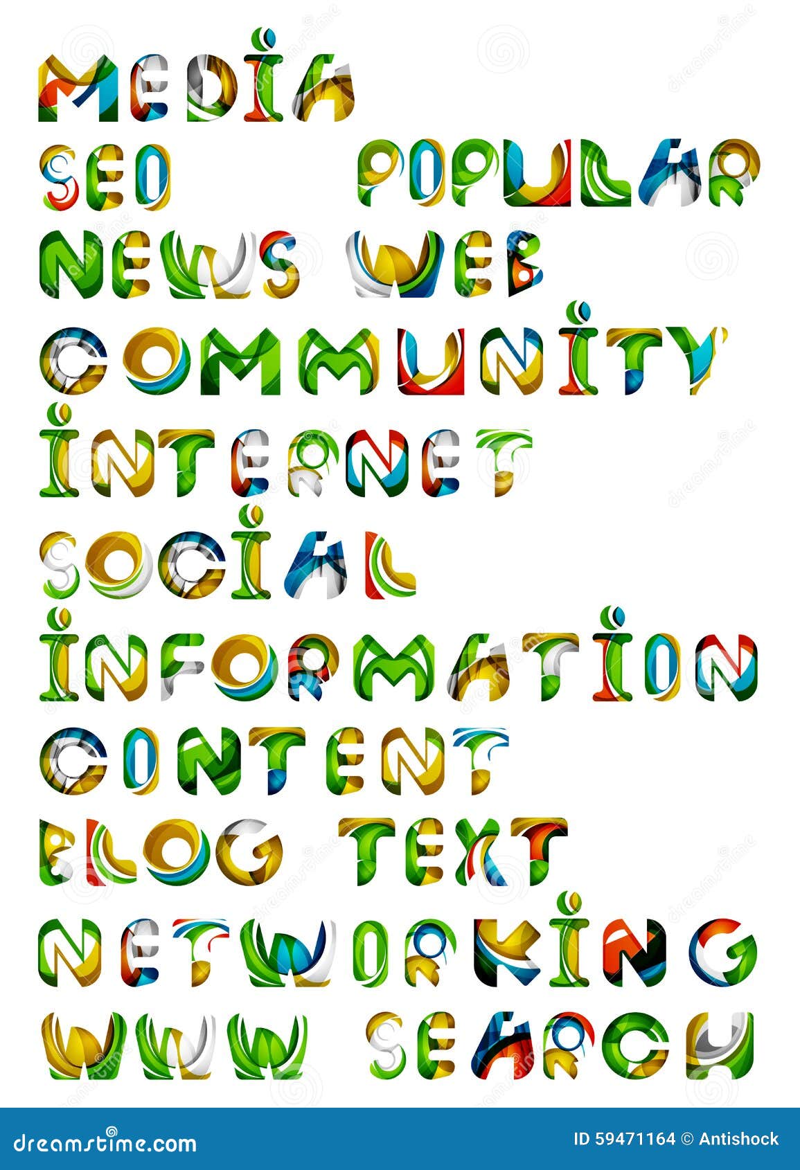 Social Media in the Internet - Words, Tags Stock Vector - Illustration ...
