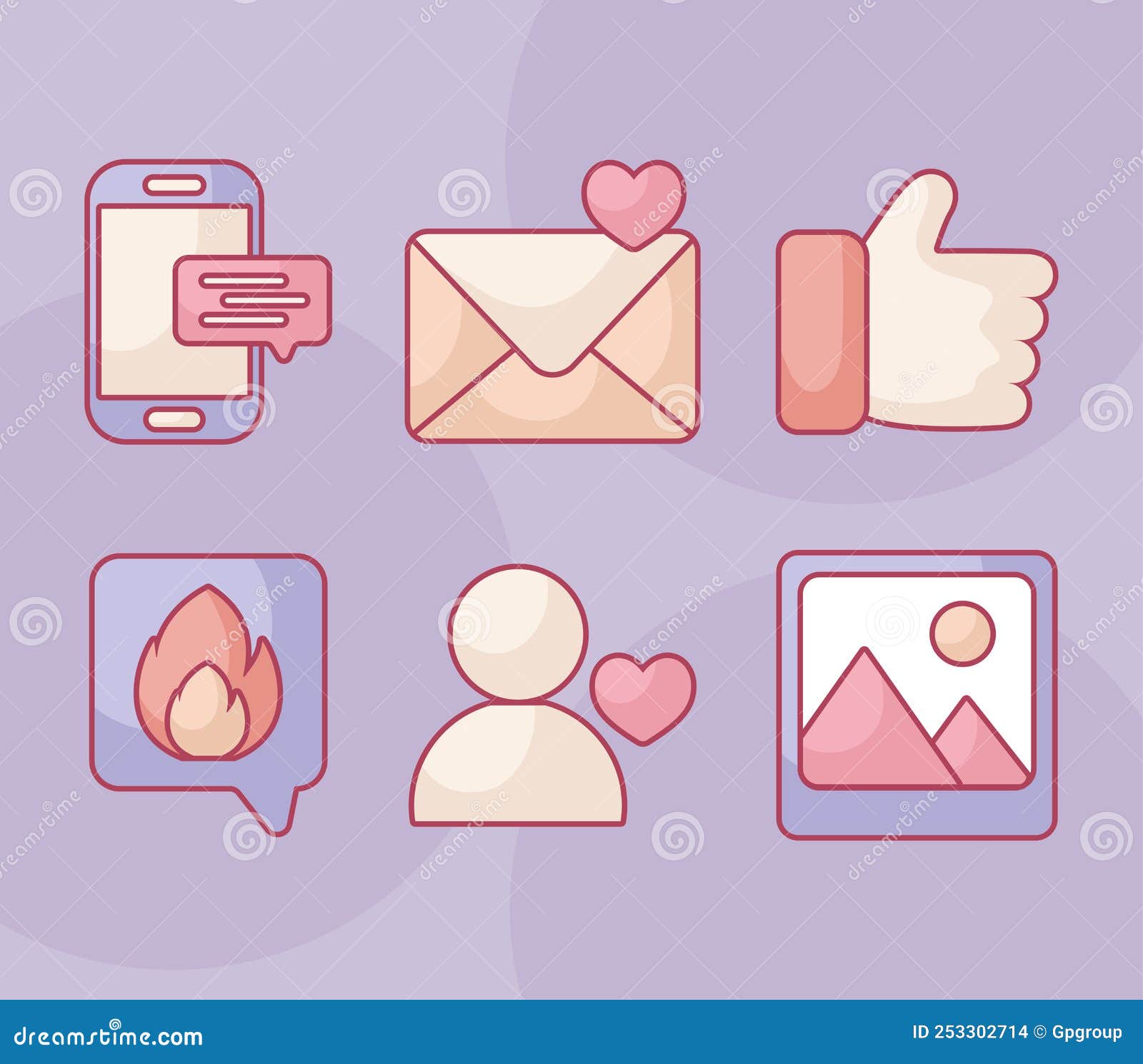 Social media items stock vector. Illustration of contact - 253302714