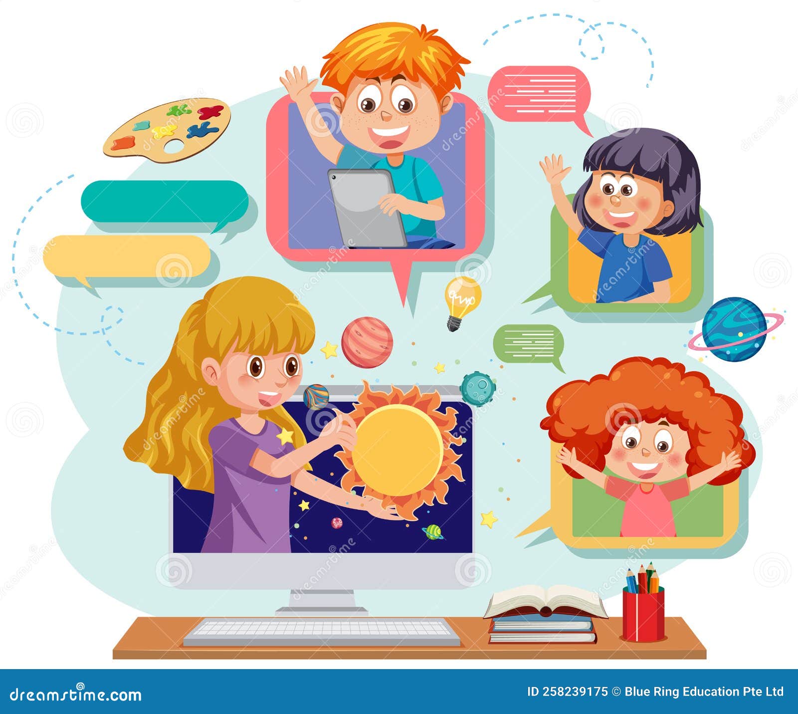 Social media kids vector stock vector. Illustration of cartoon - 258239175