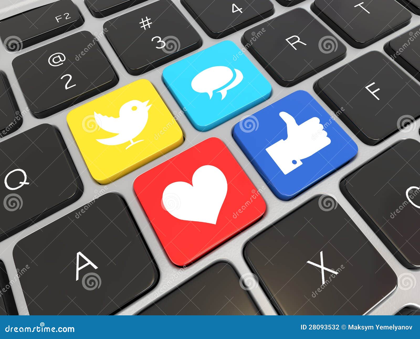 Social Media on Laptop Keyboard. Stock Illustration - Illustration of ...