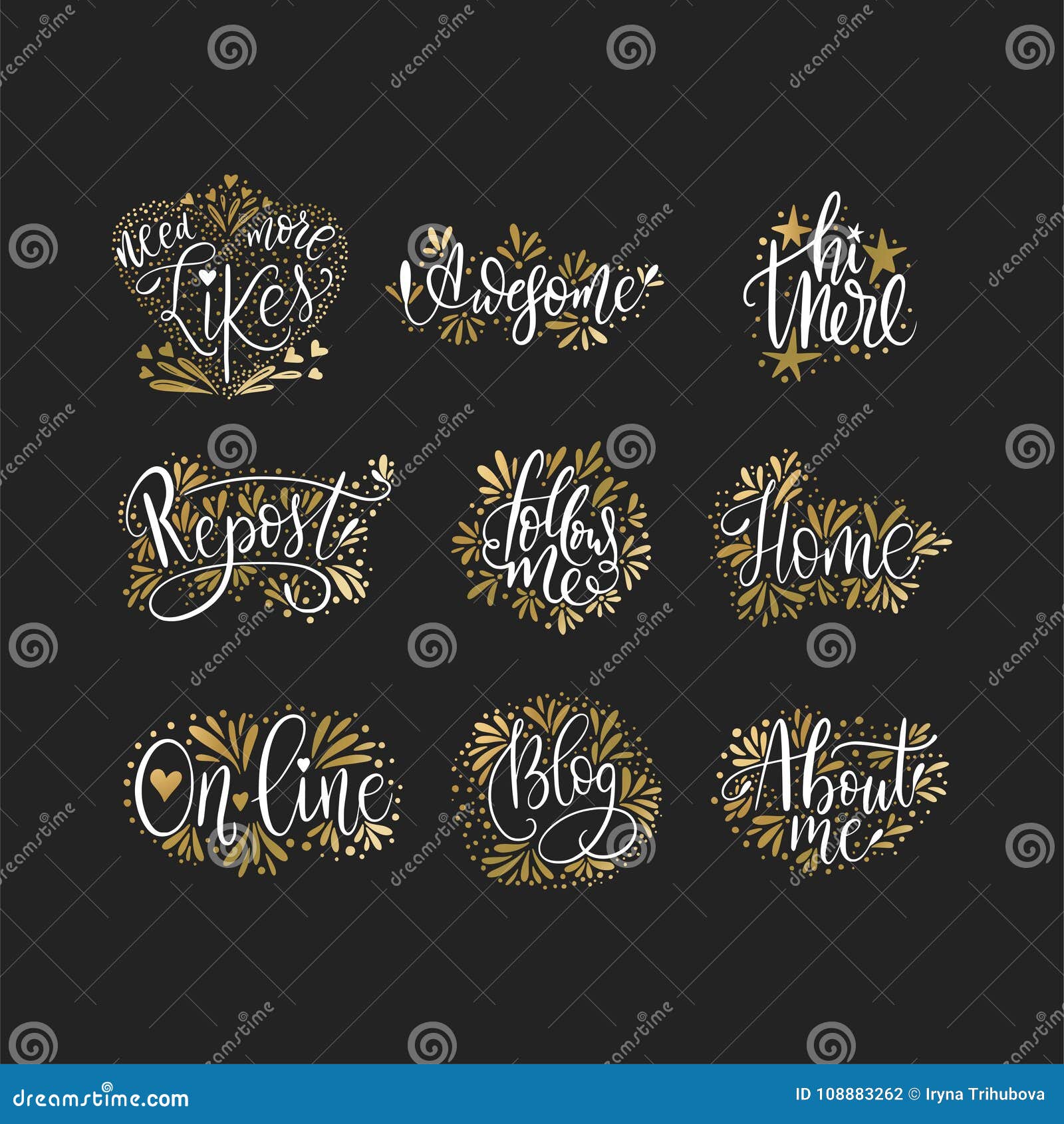 Social Media Lettering Set. Stock Vector - Illustration of hand, media ...