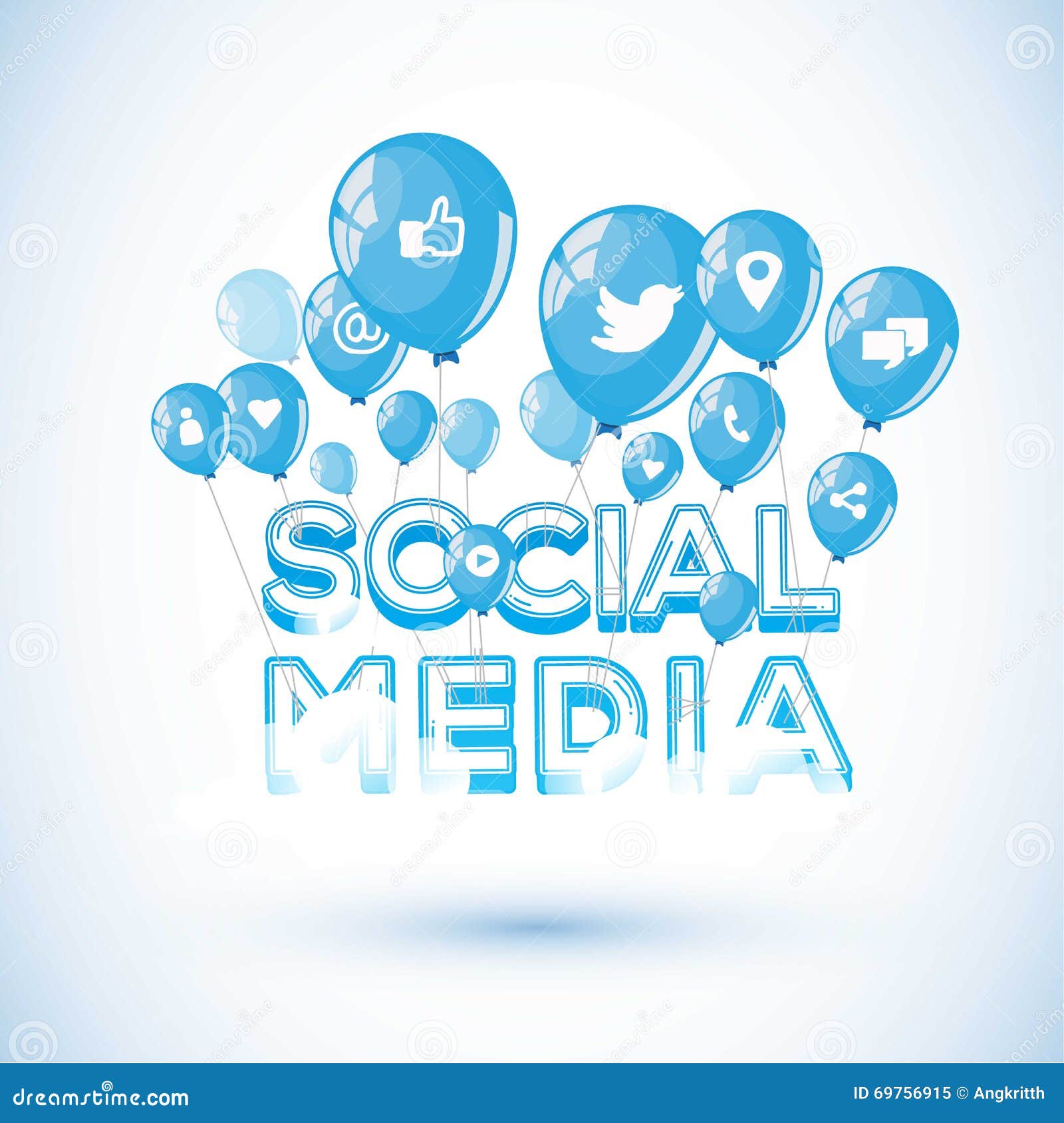 Social Media Letters with Balloon - Stock Illustration - Illustration ...