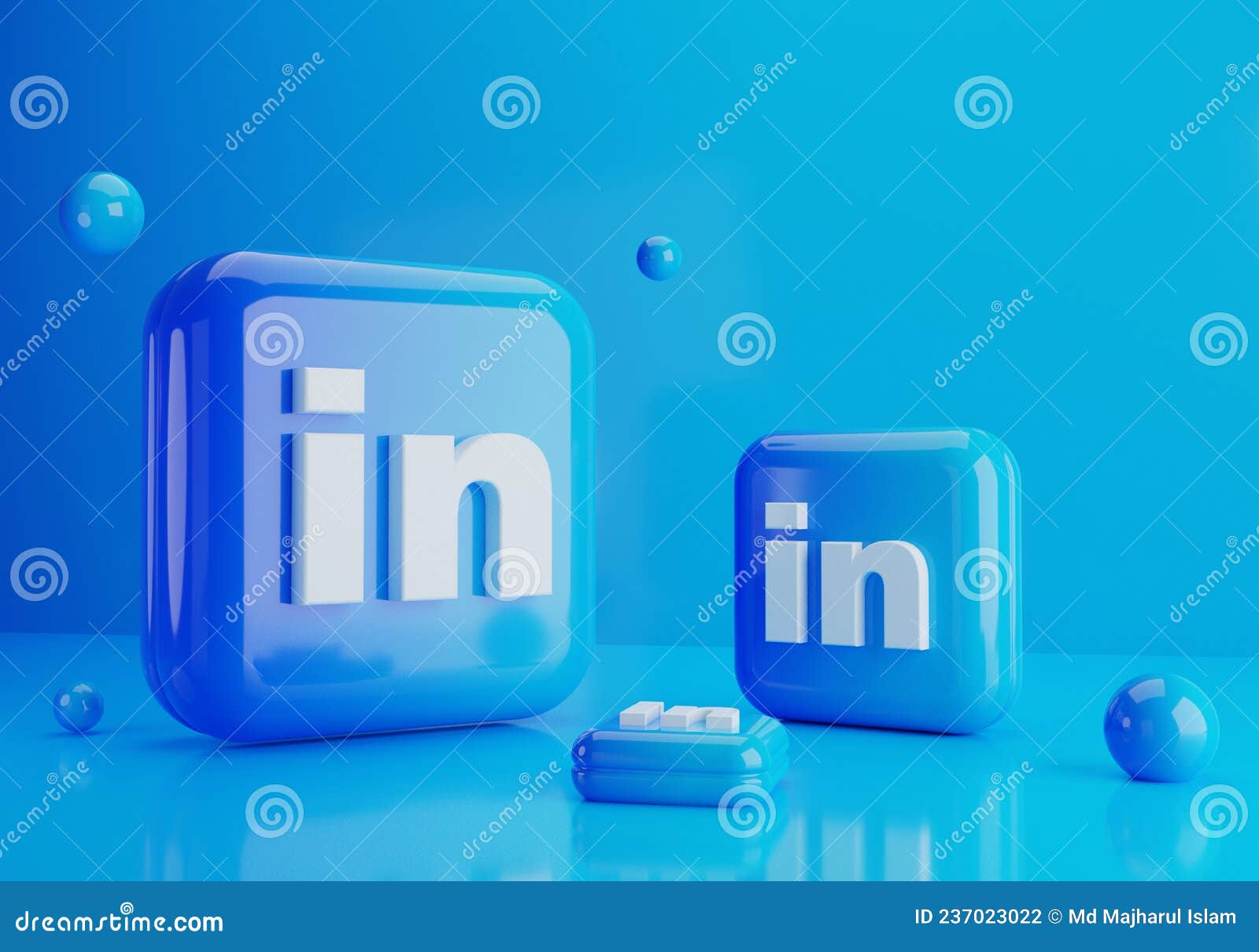 Social Media Linkedin Logo on Blue Background 3d Render Editorial ...