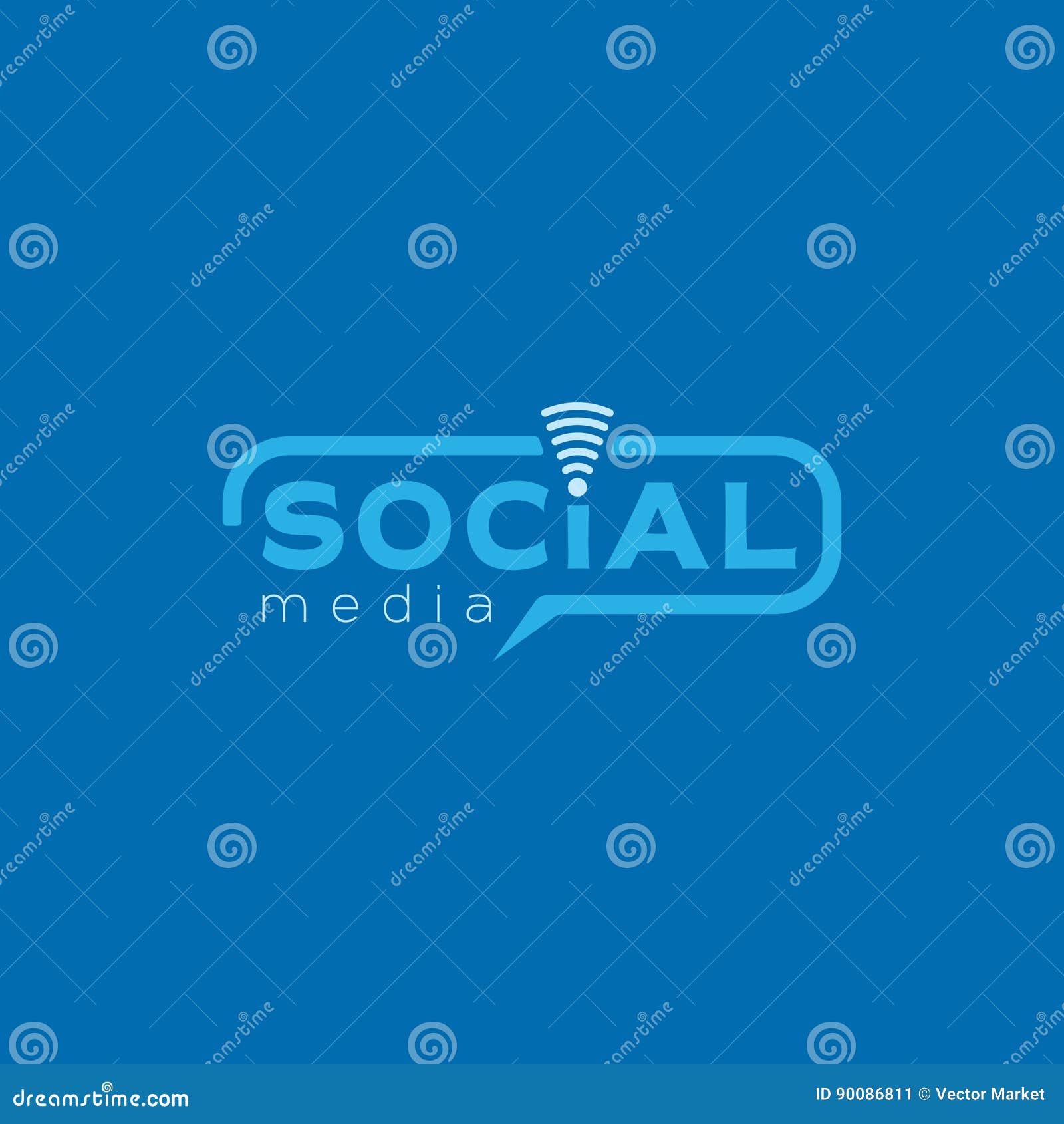 Social Media Logo. Color Blue Vector Design with Wireless Icon Stock ...