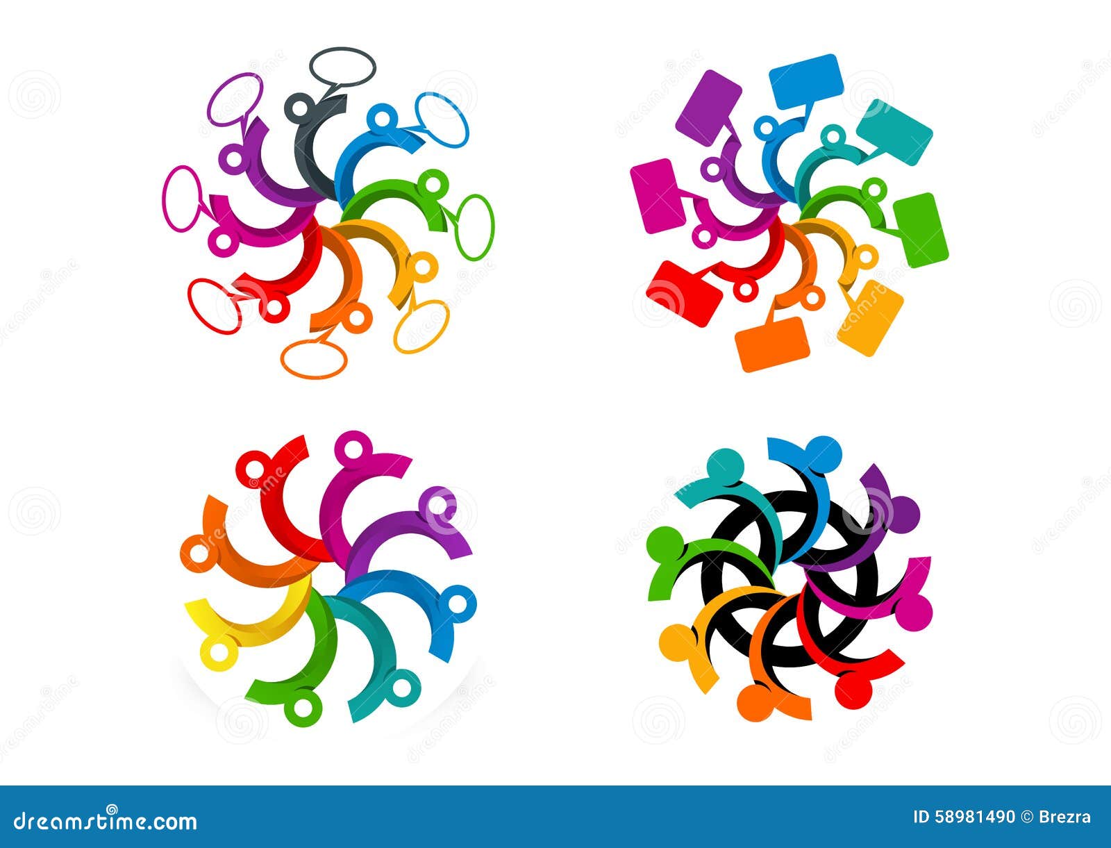 Social Media Logo, Team with Speech Bublles Symbol, Communication ...