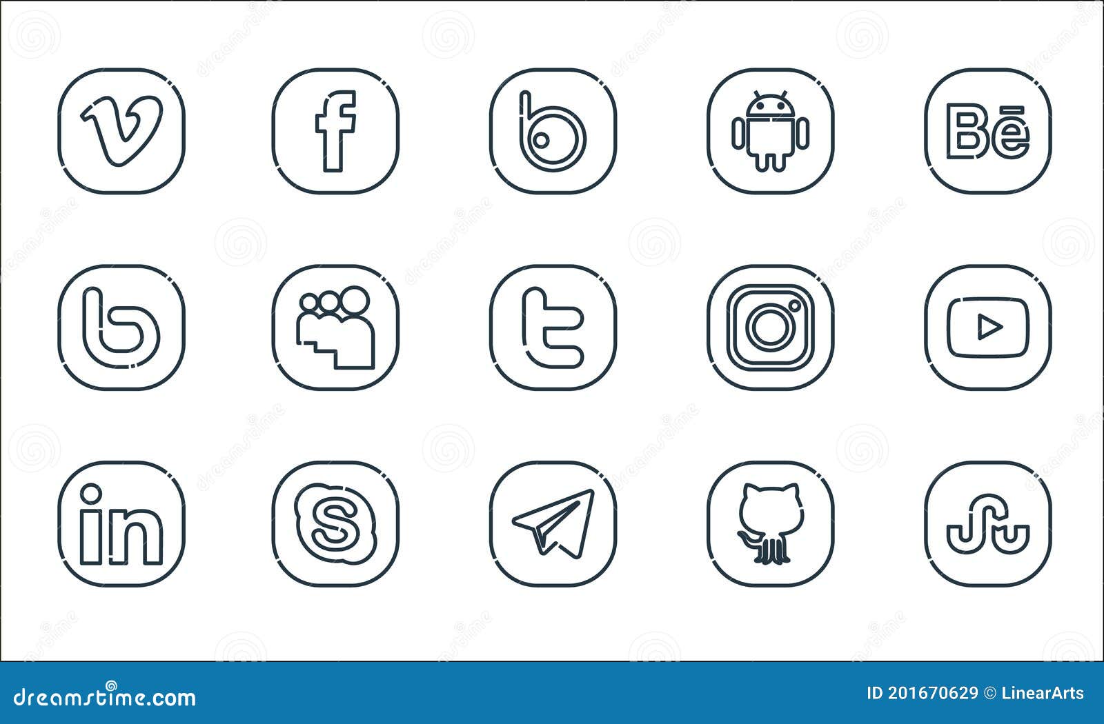 Social Media Logos Line Icons. Linear Set Editorial Stock Image ... Social Media Logos Line Icons. Linear Set Editorial Stock Image ...