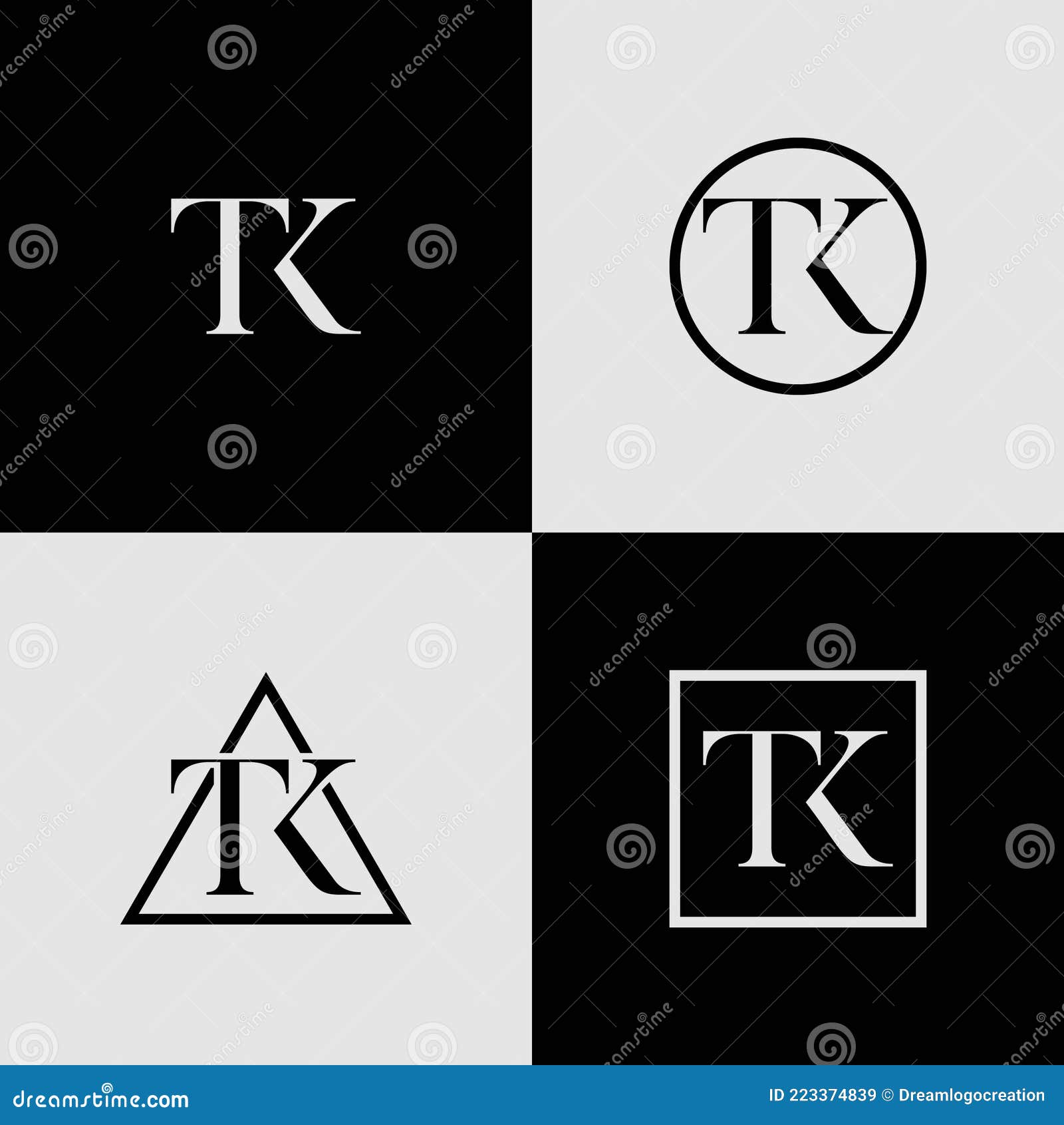 Letter T and K logo design stock vector. Illustration of text - 223374839