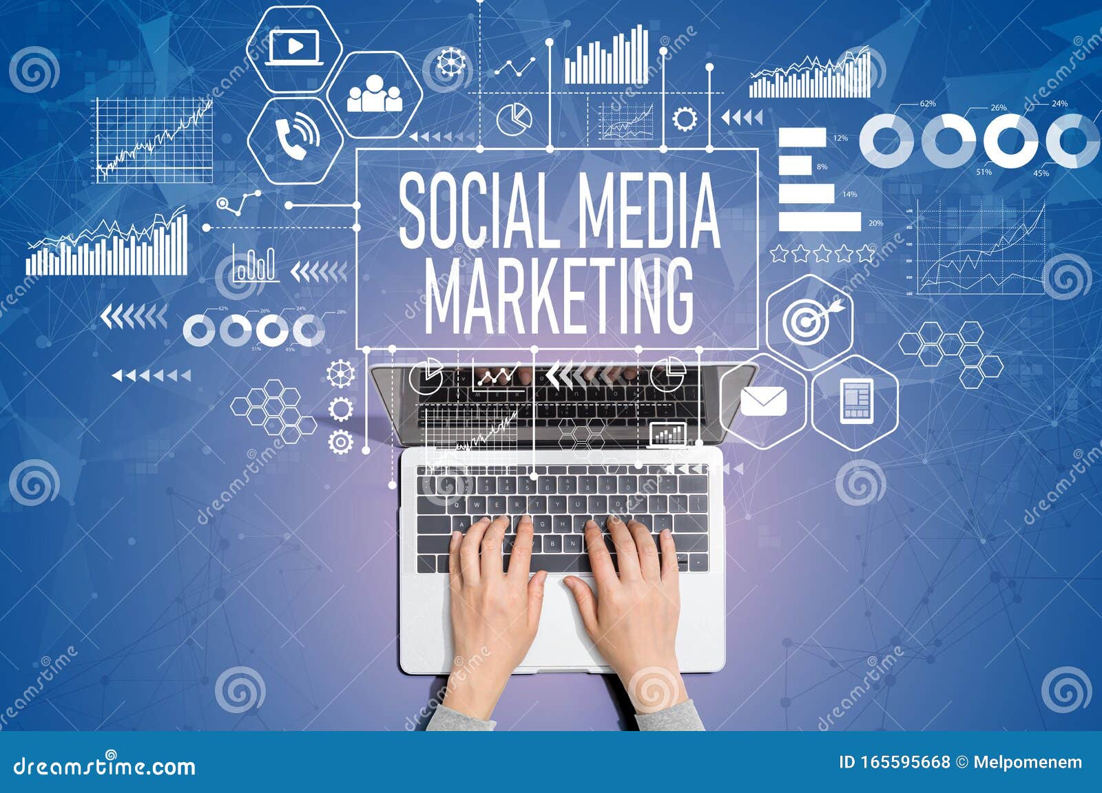 Social Media Marketing Concept with Person Using Laptop Stock Photo ...