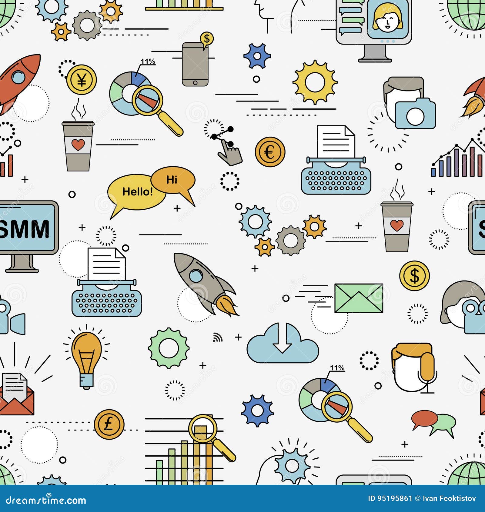 Social Media Marketing Pattern Stock Vector - Illustration of mobile ...