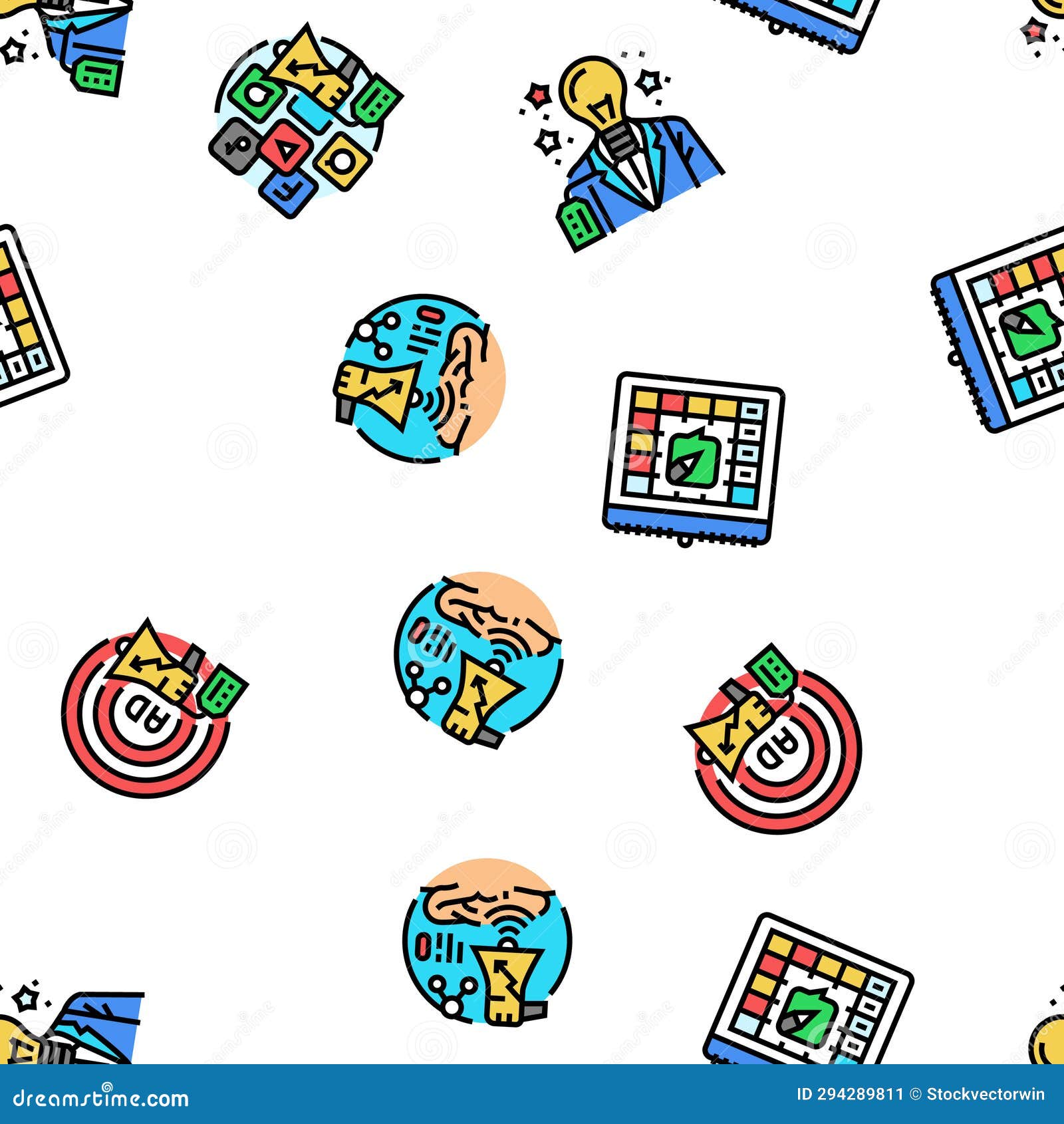 Social Media Marketing Seamless Pattern Vector Stock Vector ...