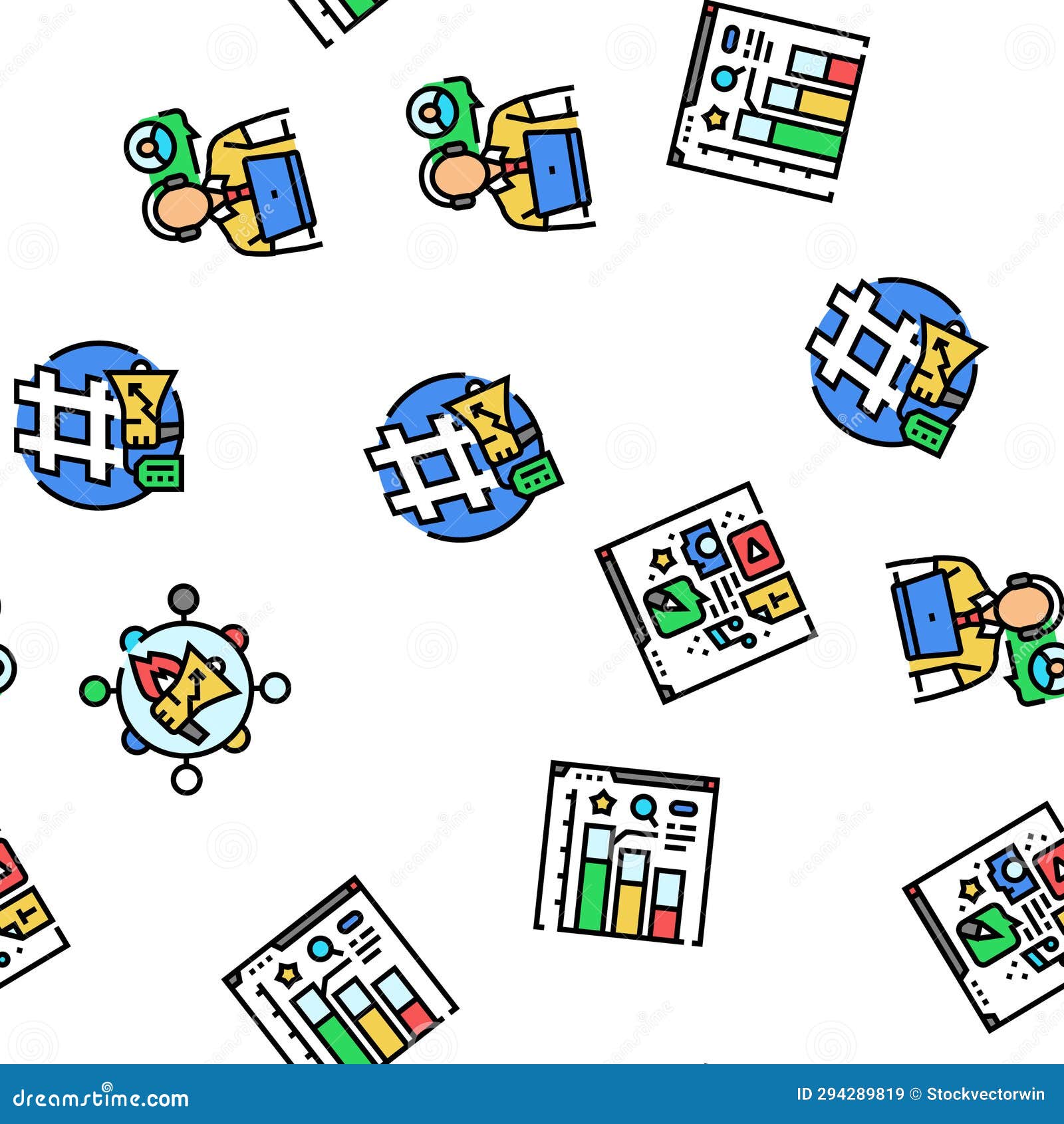 Social Media Marketing Seamless Pattern Vector Stock Vector ...