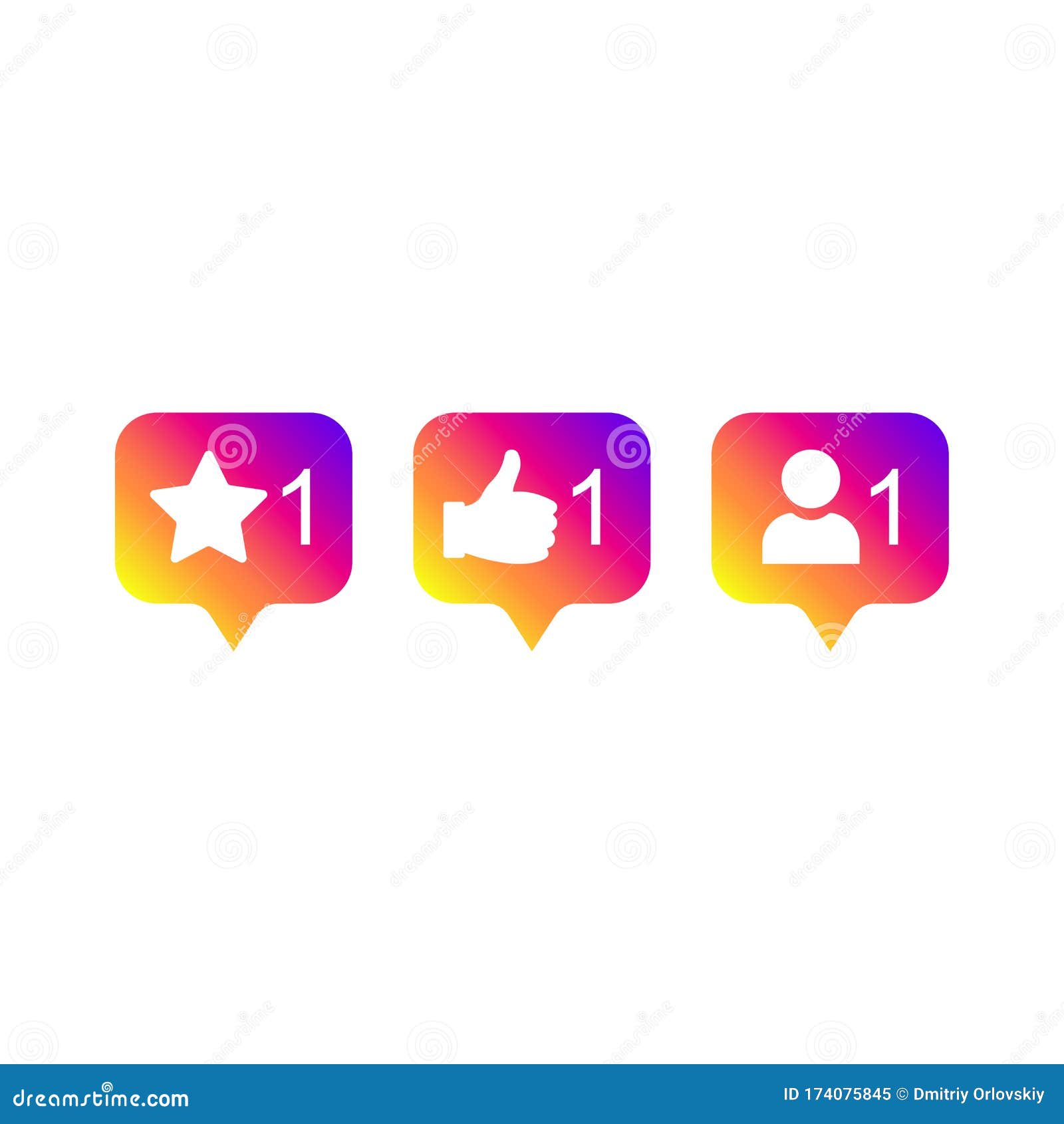 Social Media Modern Like 1, Follower 1, Comment 1 Gradient Color. Like ...