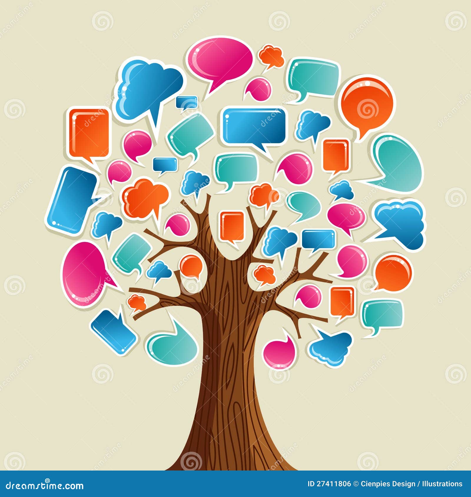 Social Media Network Communication Tree Stock Vector - Illustration of ...