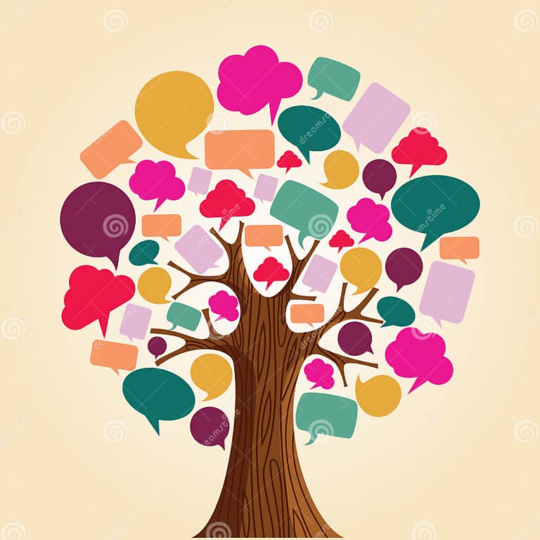Social Media Network Communication Tree Stock Vector - Illustration of ...