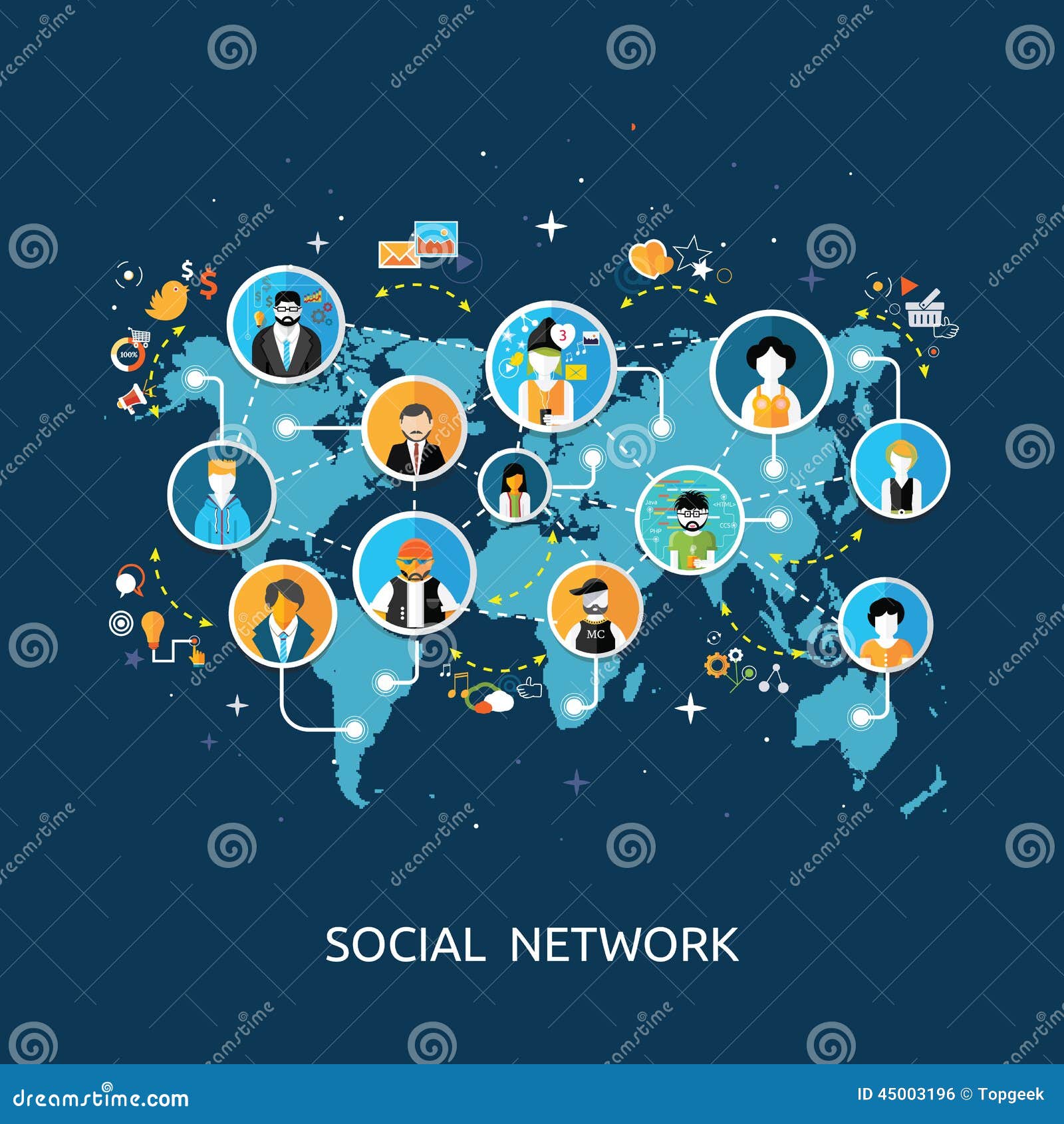 Social Media Network Connection Concept Stock Vector - Illustration of ...