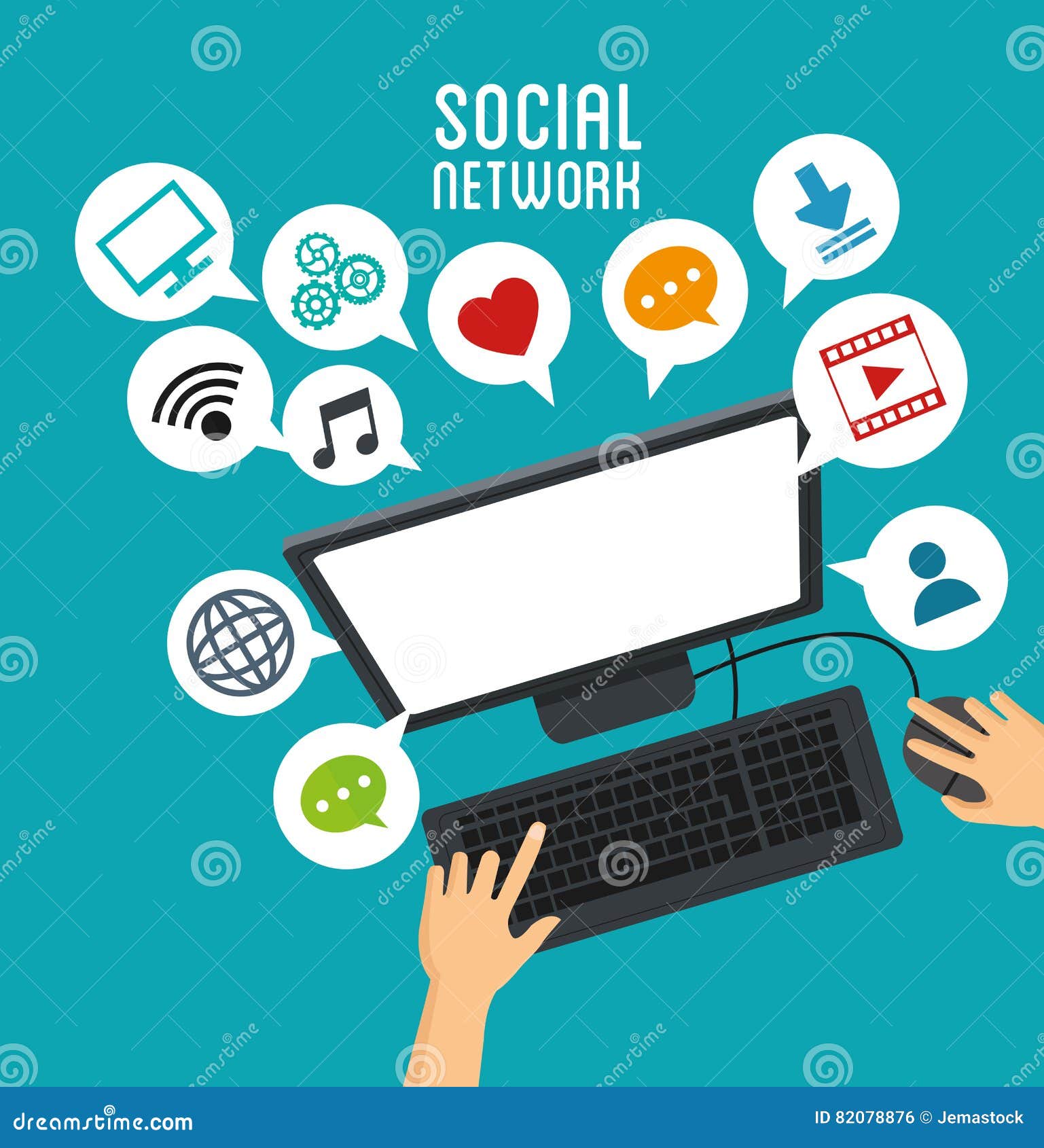 Social Media and Network Design Over Blue Background Stock Vector ...