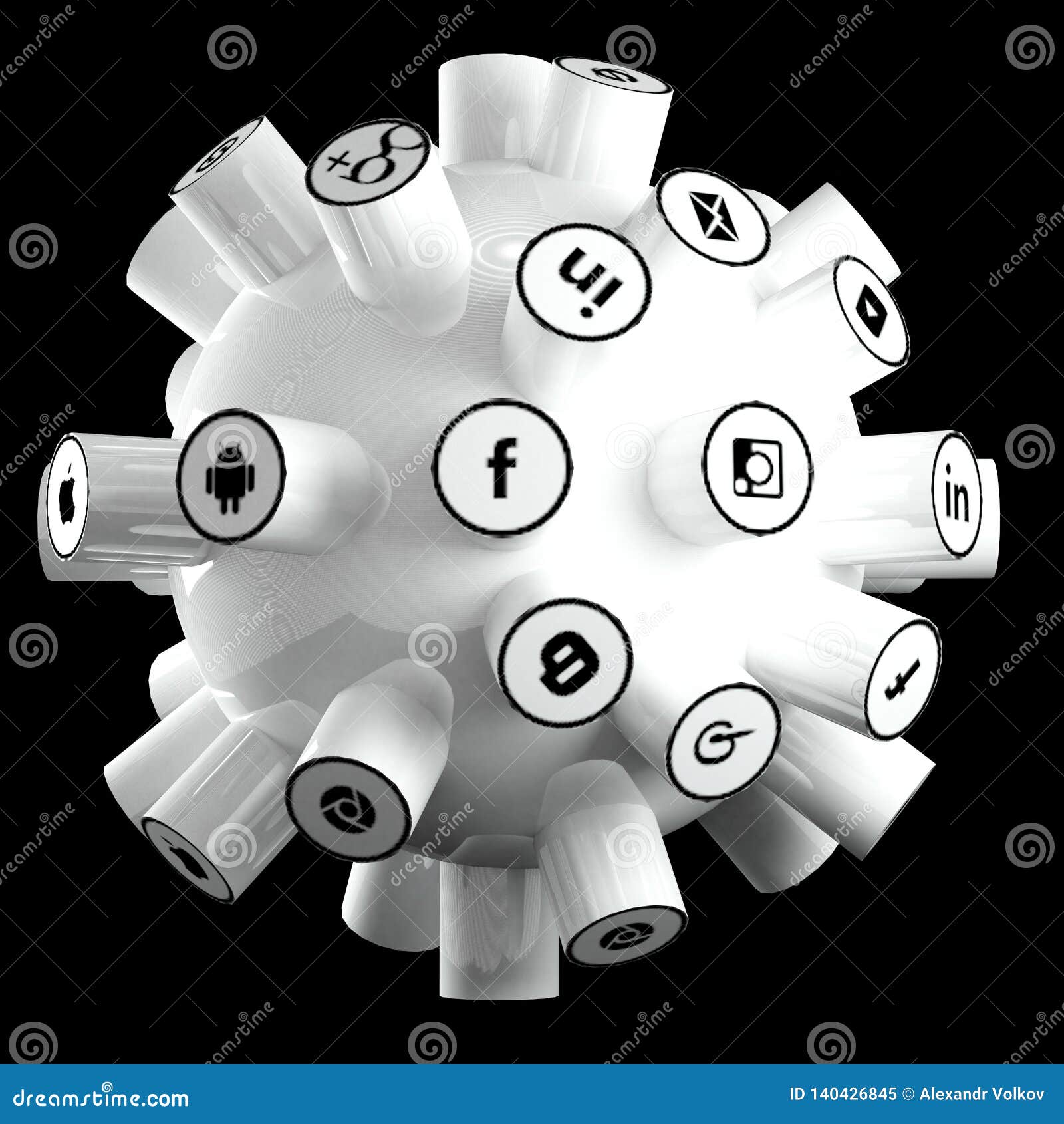 Social Media, Social Network, Internet Connect 3d Illustration ...