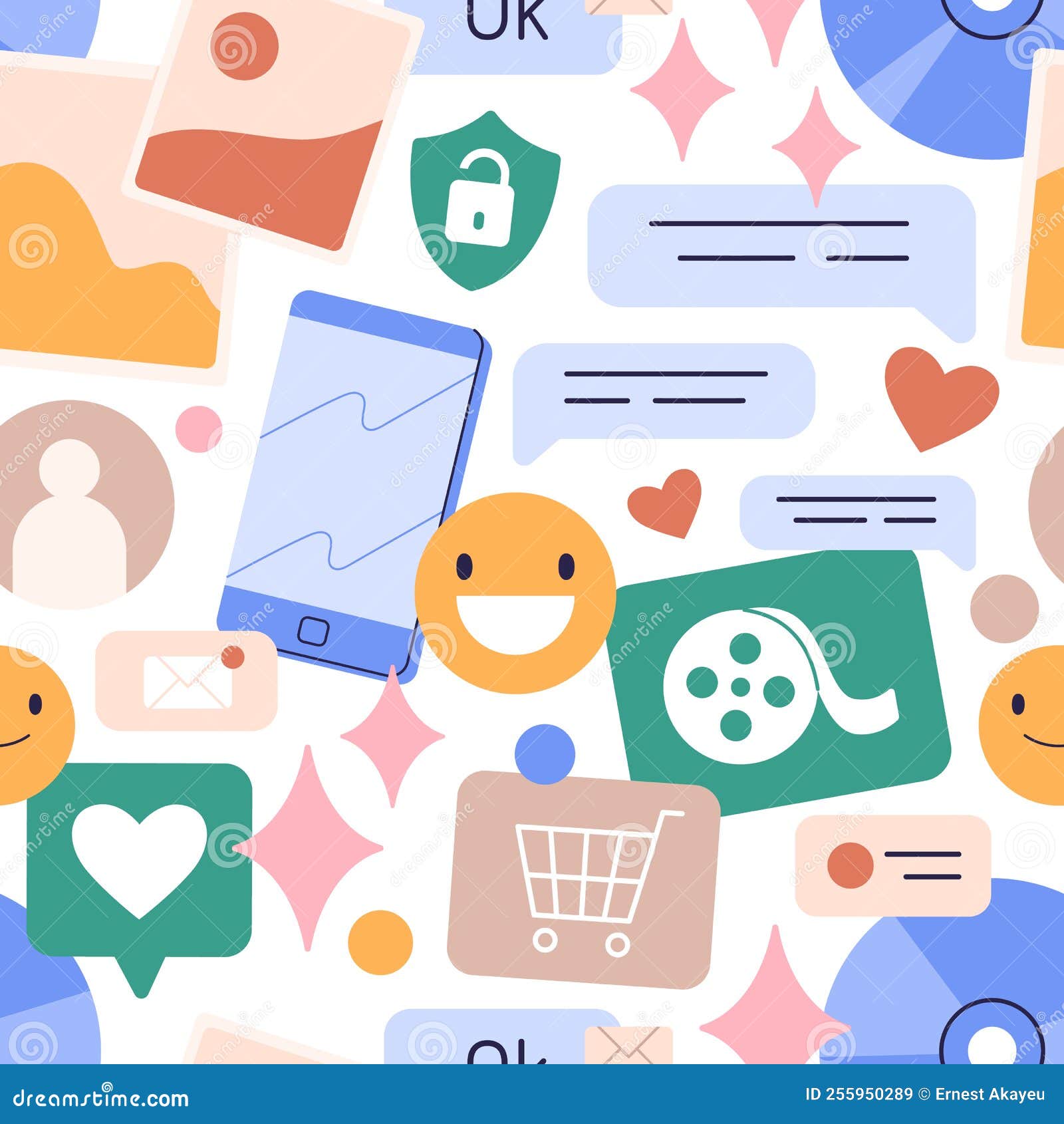 Social Media, Network Pattern. Seamless Background Design with Digital ...