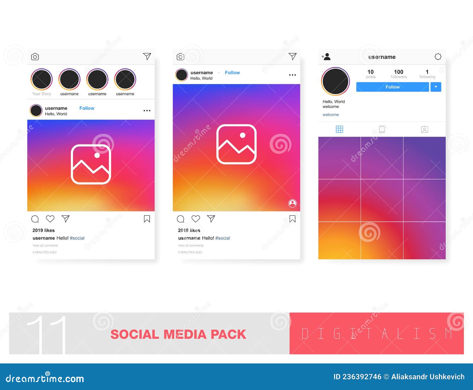 Social Media Network Post Template Stock Vector - Illustration of ...