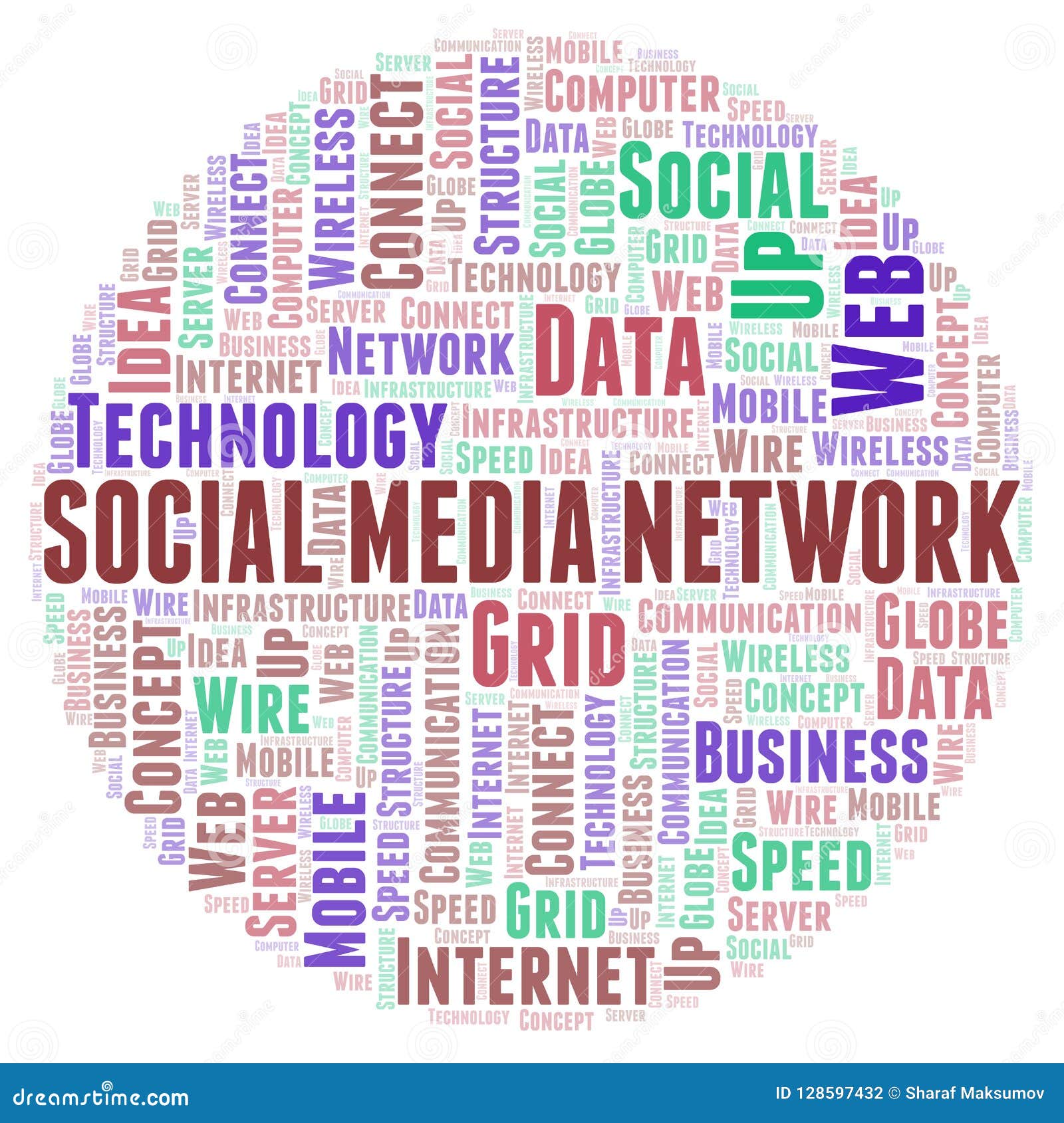Social Media Network Word Cloud. Stock Illustration - Illustration of ...