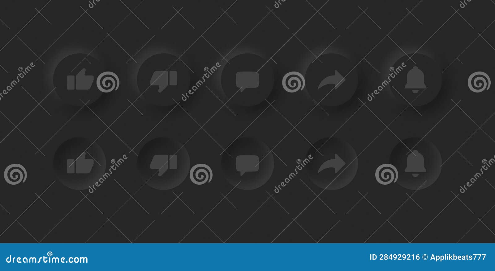 Social Media Network Youtube Neumorphic UI UX Design Elements Buttons ...