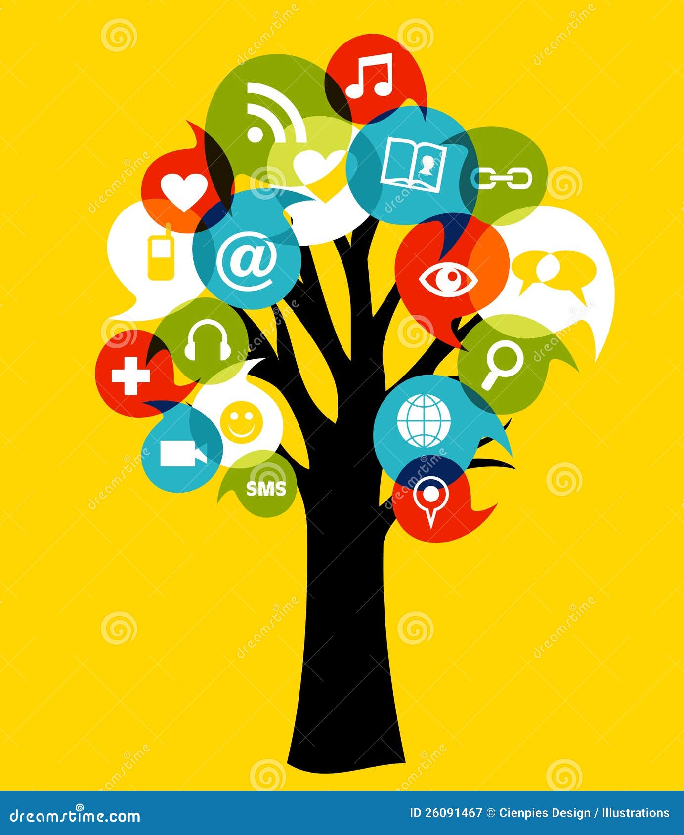 Social media networks tree stock vector. Illustration of contact - 26091467