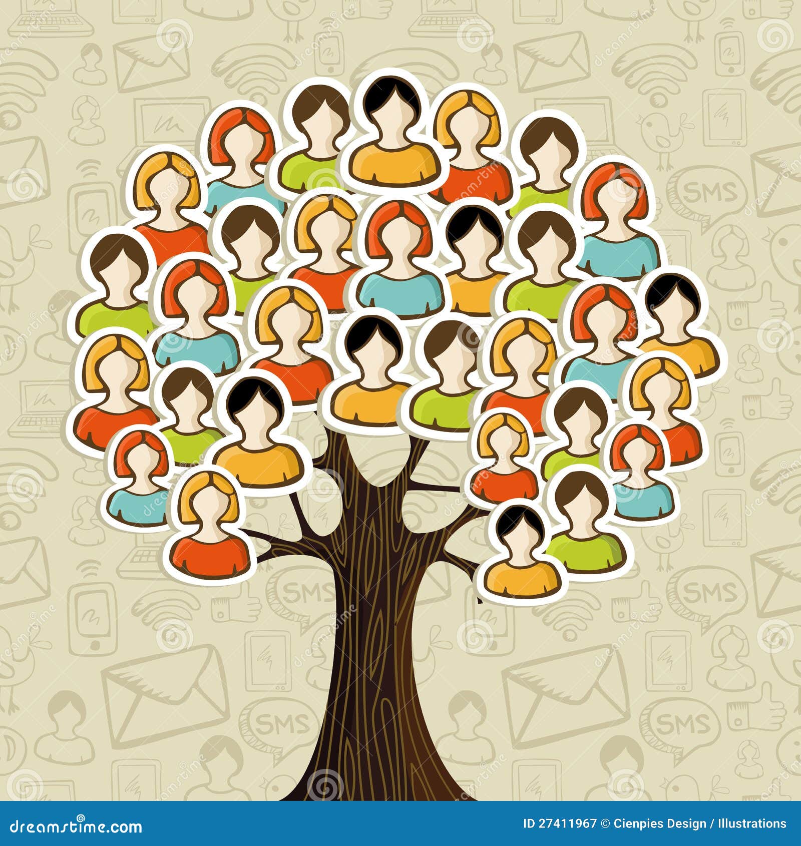 Social media networks tree stock vector. Illustration of computer ...