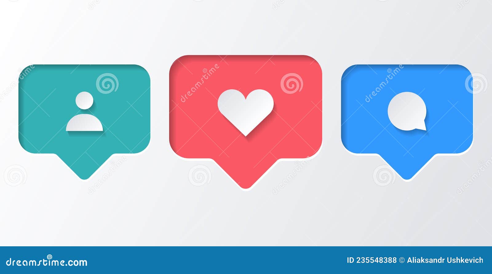 Social Media Notification Button Stock Vector - Illustration of button ...