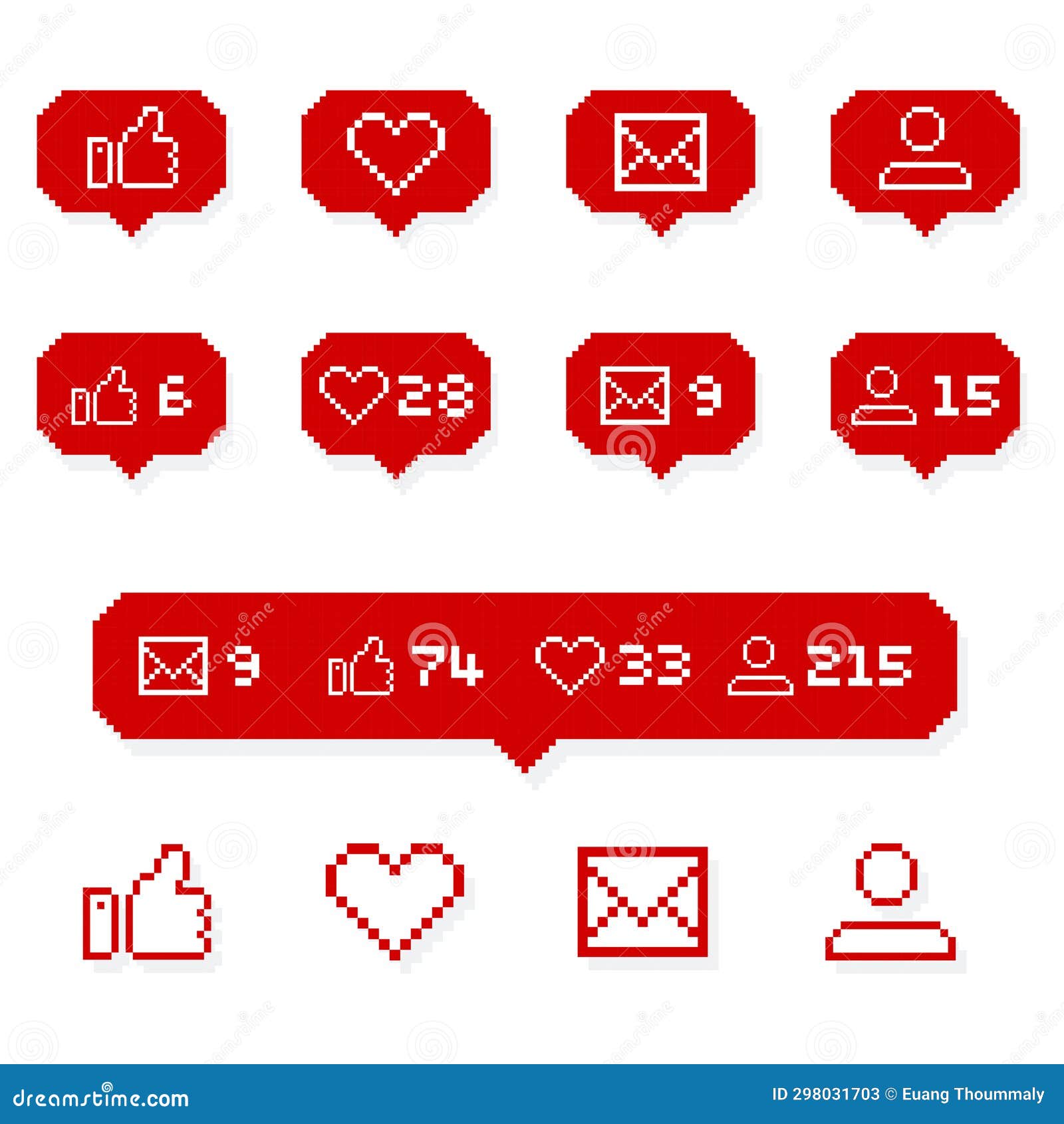 Social Media Notification Icon Pixel Art Style Stock Illustration ...