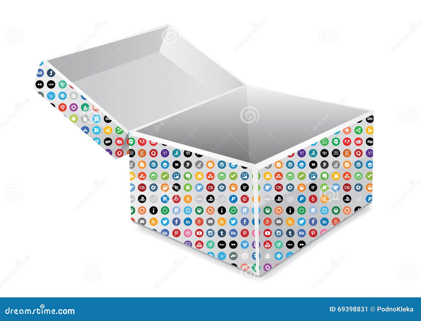 Social Media Open Box Package Editorial Photo - Illustration of ...
