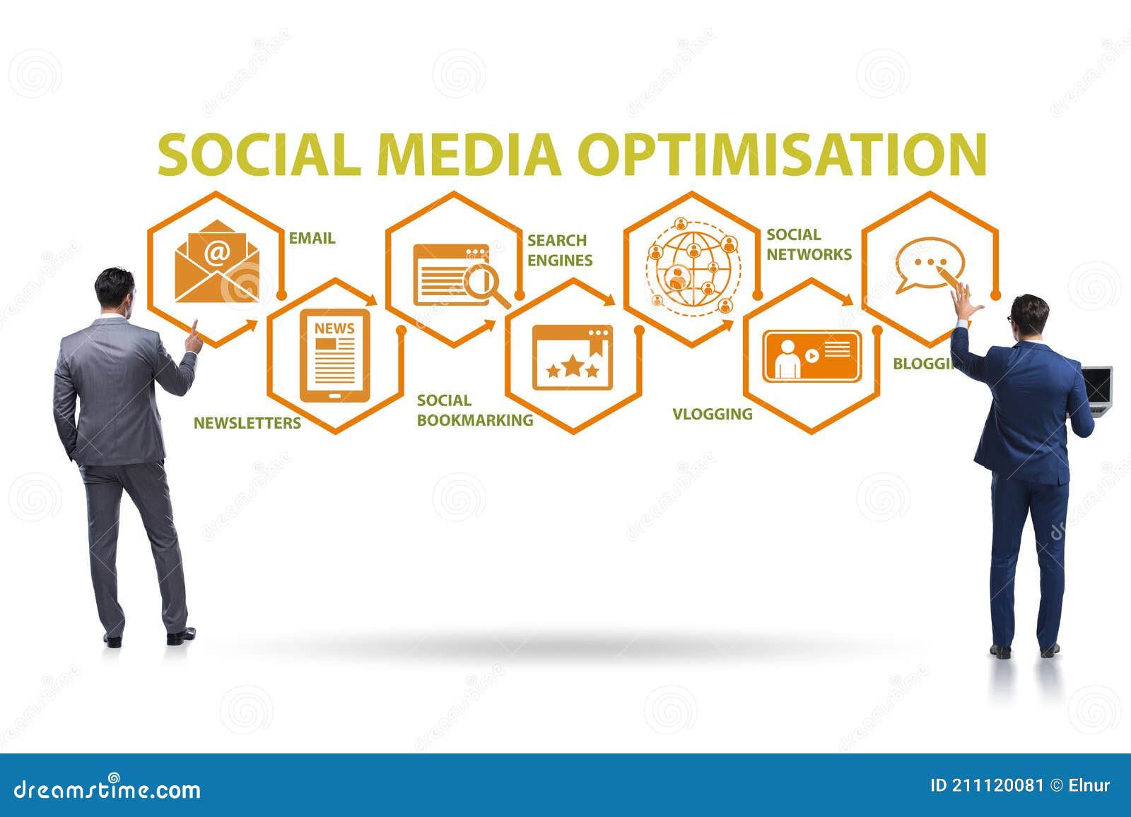 Social Media Optimisation Concept with Businessman Stock Image - Image ...