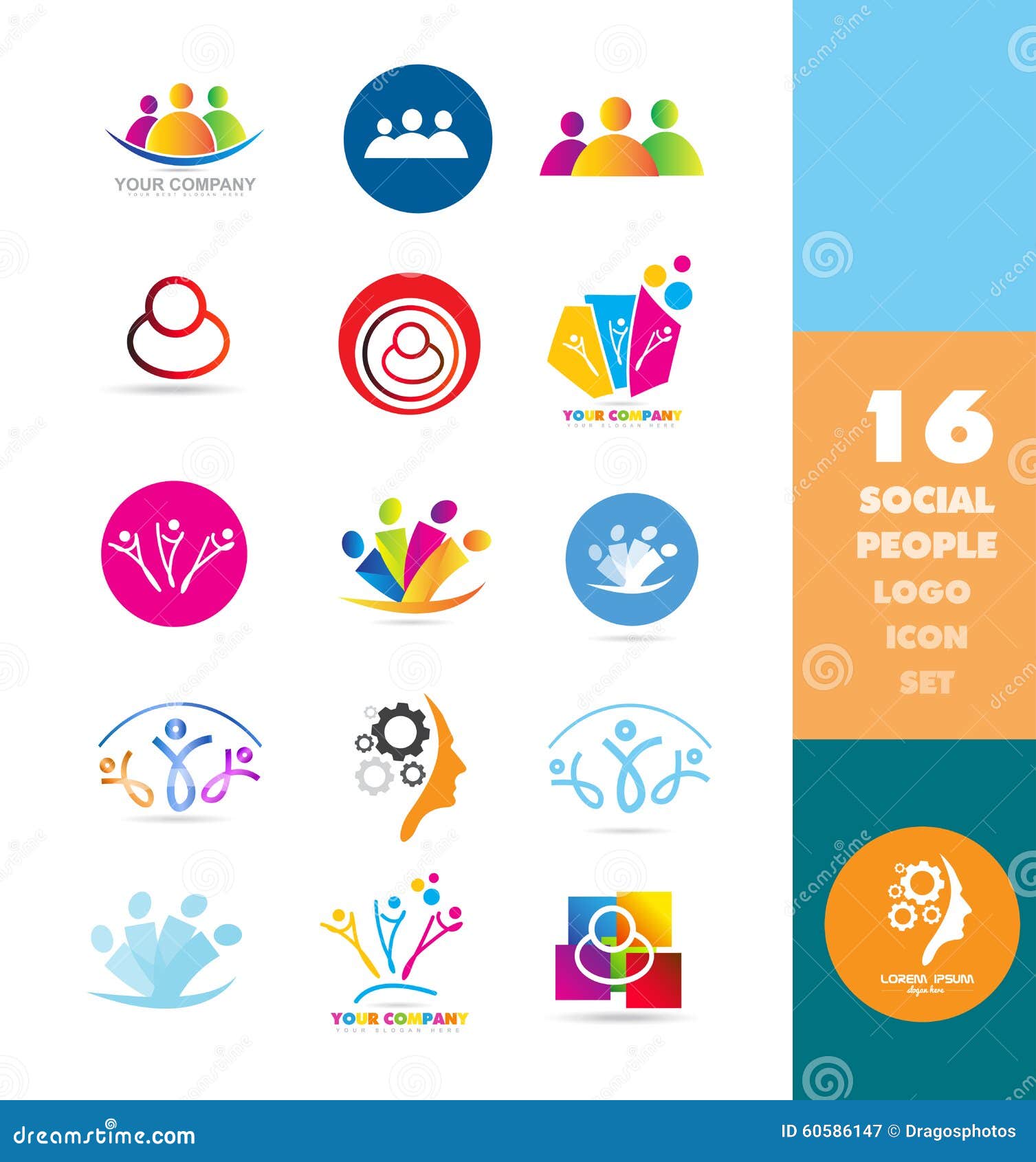 Social Media People Logo Set Stock Vector - Illustration of business ...