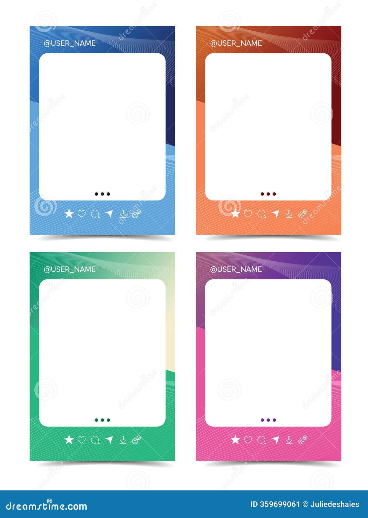 Social Media Photo Frame Border Layout with Techno Texture Vector Stock ...