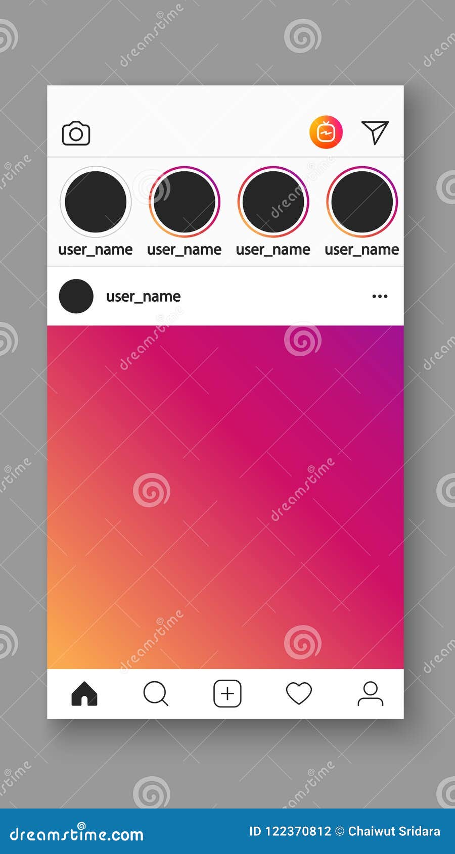 Social Media Photo Frame Template Mobile App Ui Interface, Vector ...