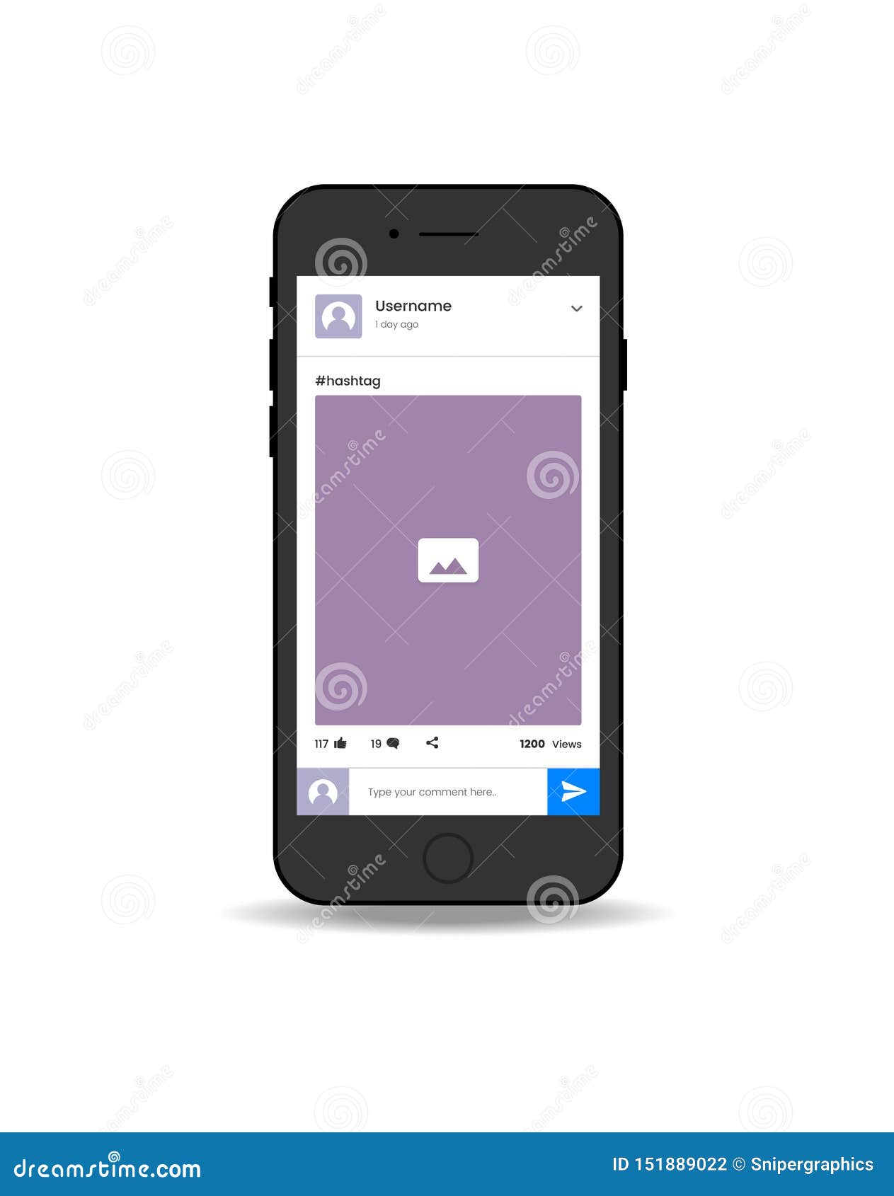 Social Media Photo Share User Interface. Stock Vector - Illustration of ...