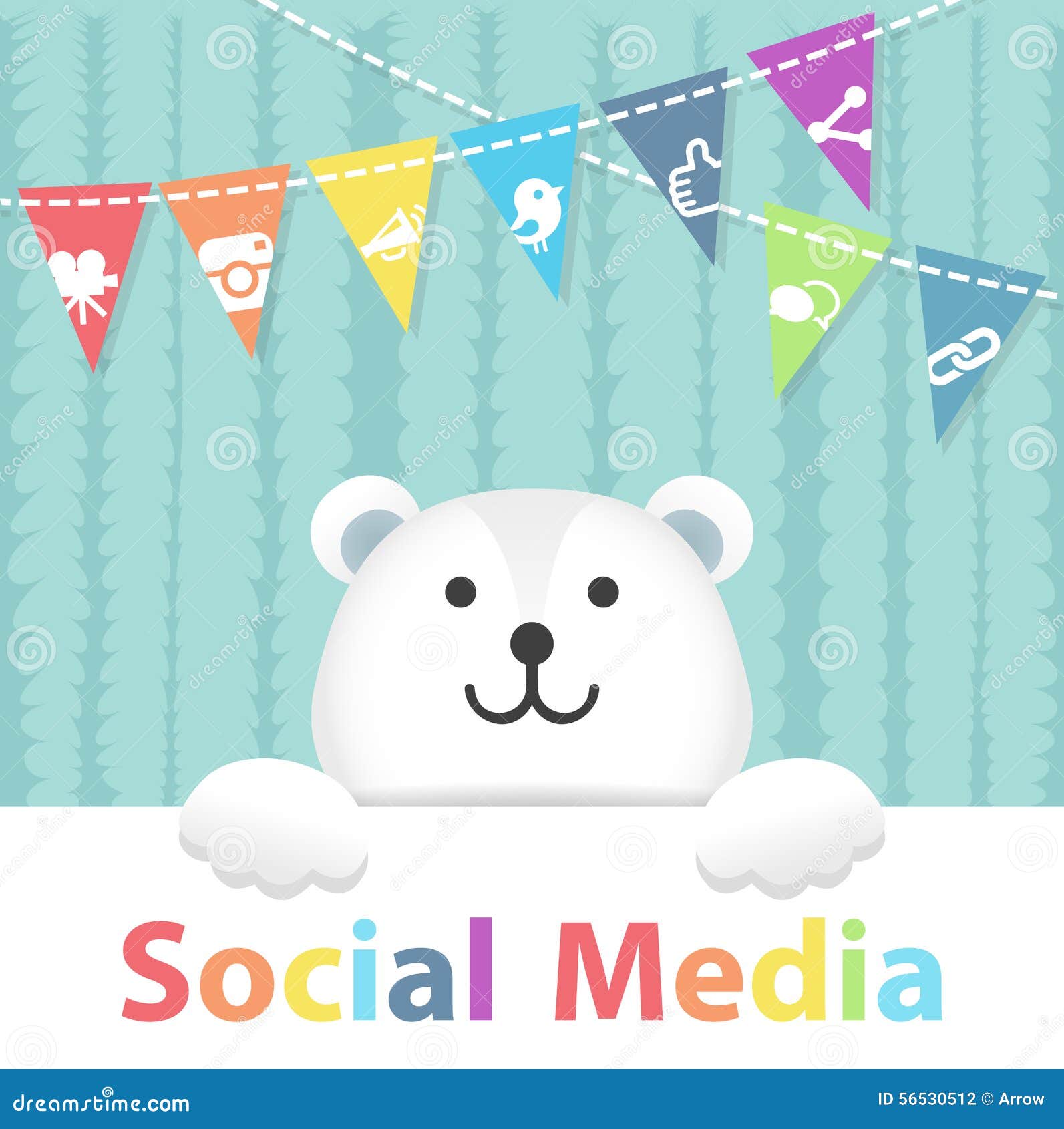 Social Media Polar Bear stock illustration. Illustration of internet ...