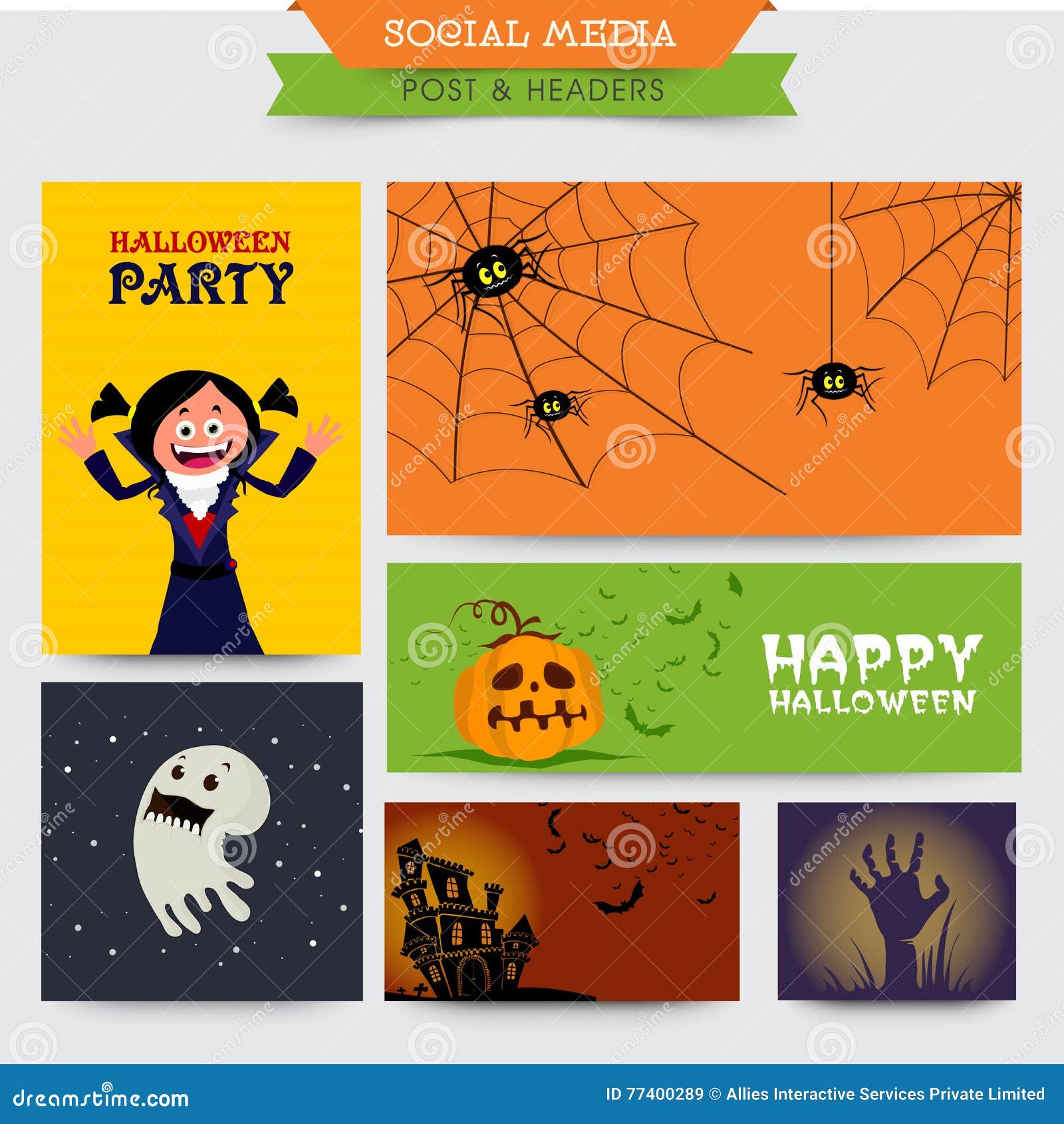 Social Media Post and Header or Halloween Party. Stock Illustration ...