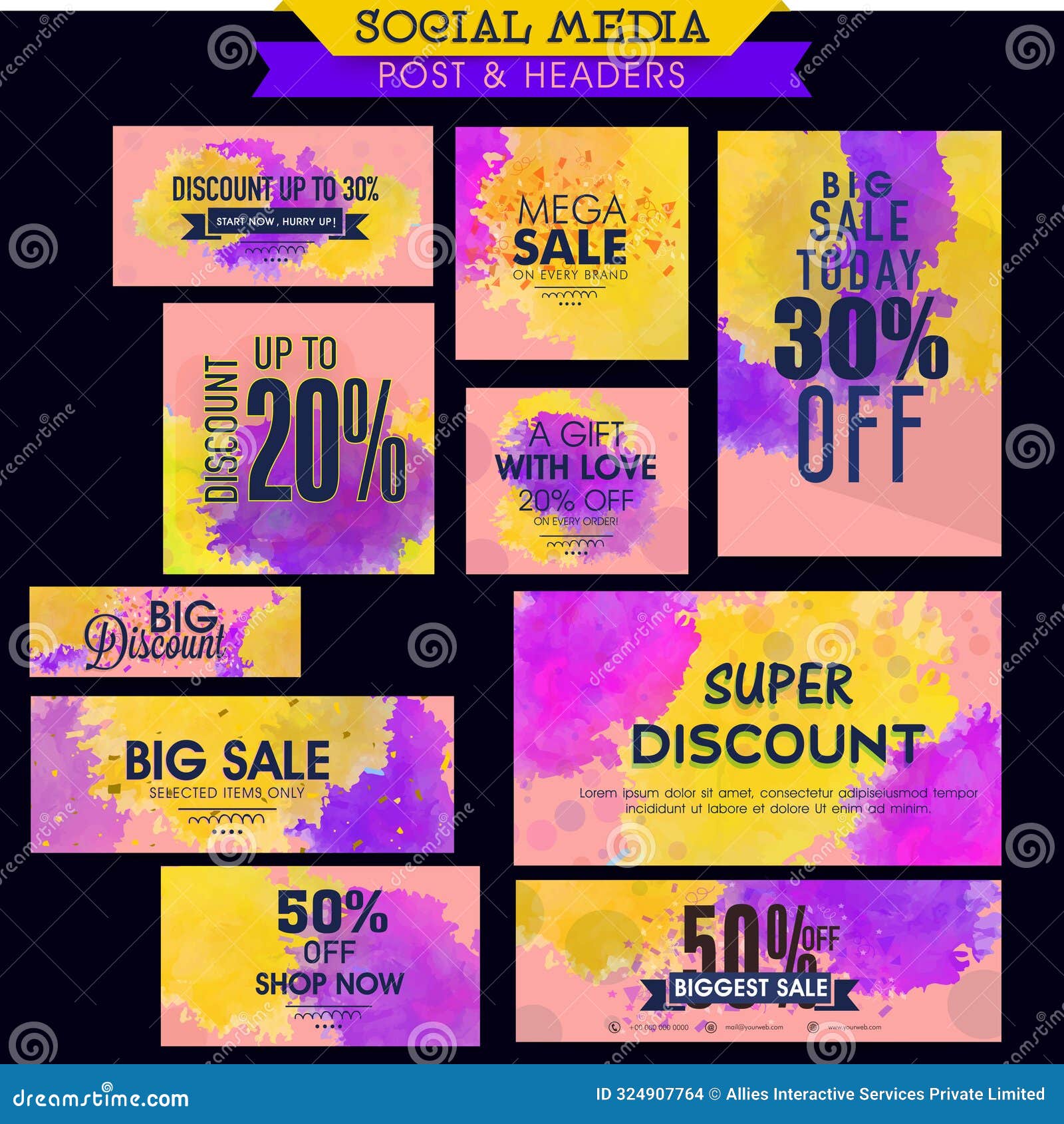 Social Media Post and Header Set for Biggest Sale in Abstract ...