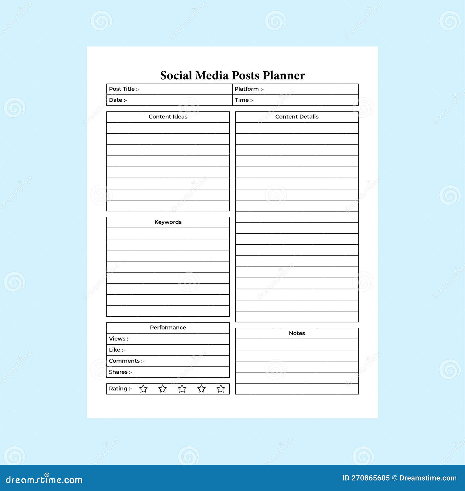 Social Media Post Planner KDP Interior. daily Social Media Post and ...