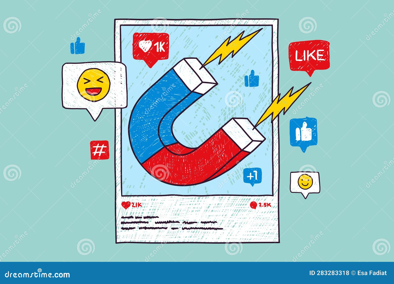 Social Media Post Surrounded with Floating Elements, Social Media ...