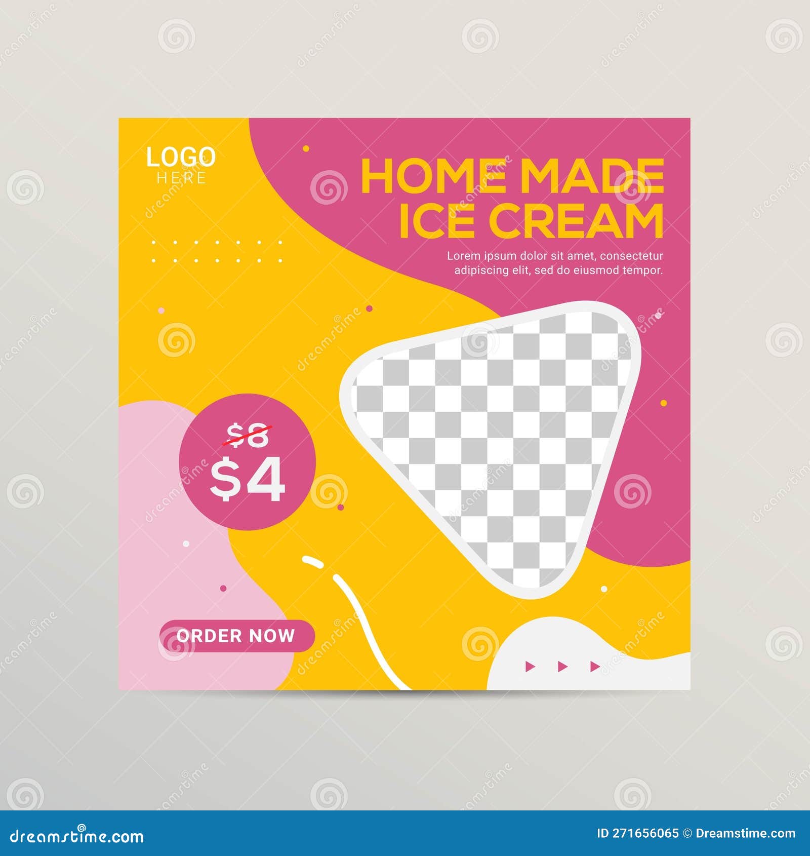Ice Cream Social Media Post Template Design Promotion Stock Vector ...