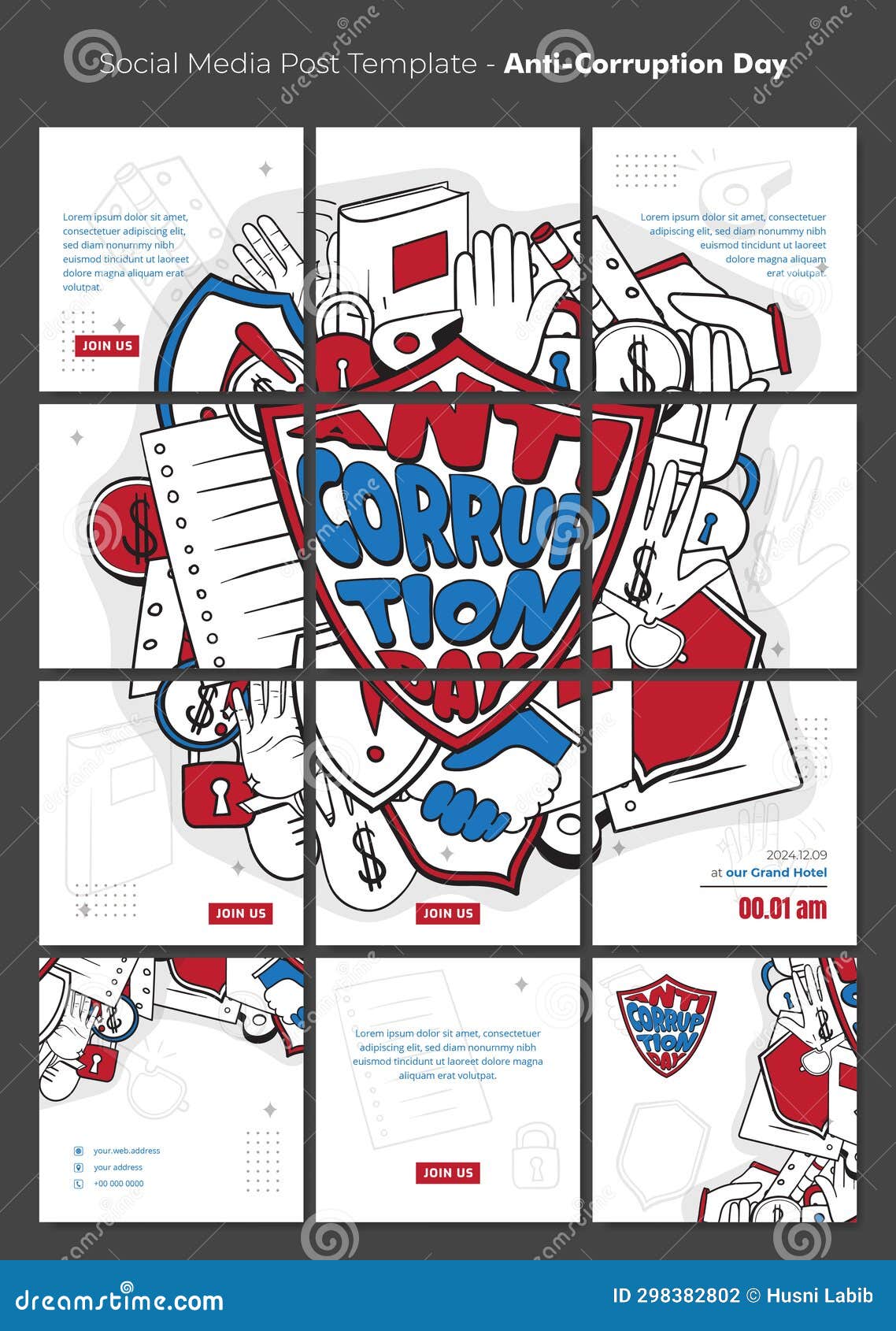 Social Media Post Template with Doodle Art and Typography of Anti ...